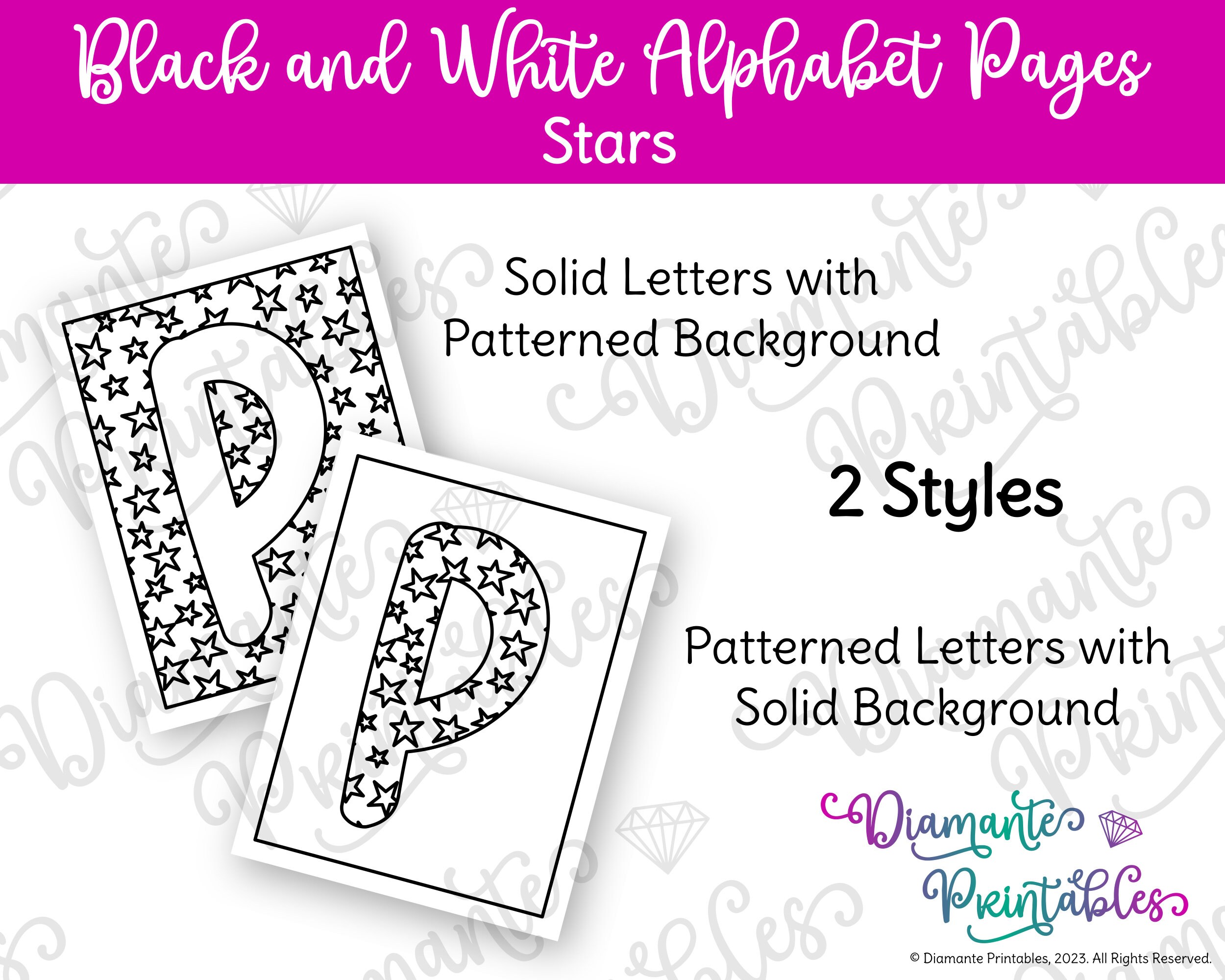 Printable Alphabet Poster Bundle | Stars Bulletin Board Letters | Black ...