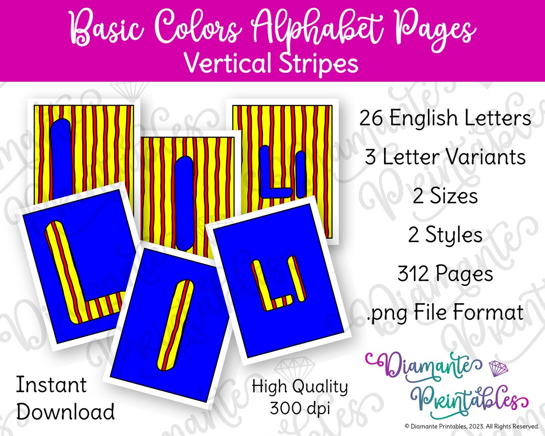 Printable Alphabet Poster Bundle | Vertical Stripes Bulletin Board ...