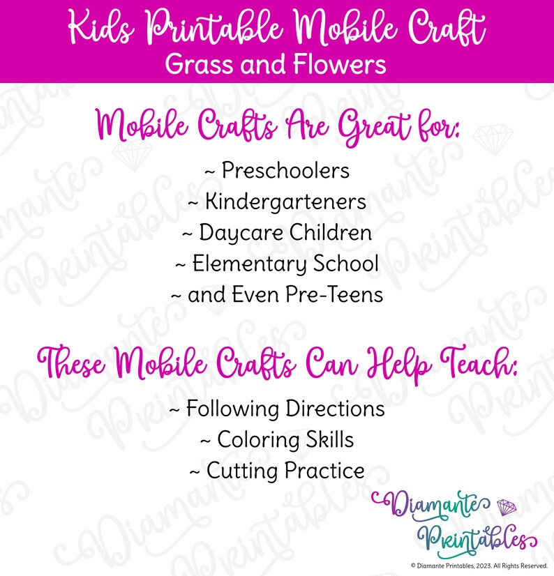 Grass and Flowers Printable Mobile Craft | Scissor Skills, Fine Motor ...
