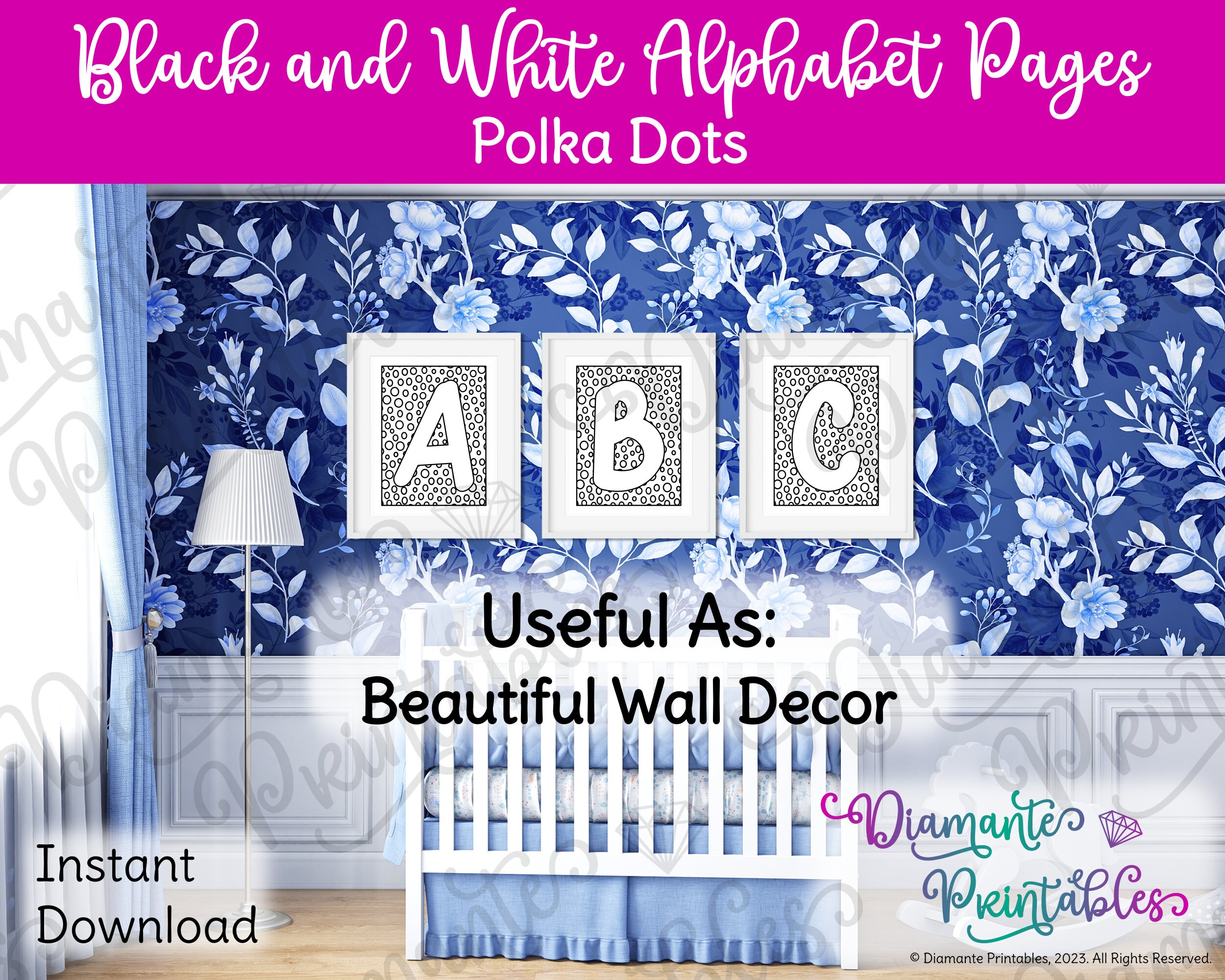 Printable Alphabet Poster Bundle Polka Dots Bulletin Board Letters ...