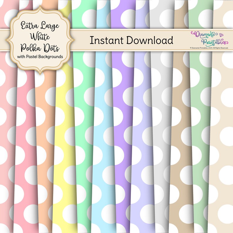 Extra Large White Polka Dots on Pastel Backgrounds Digital - Etsy México