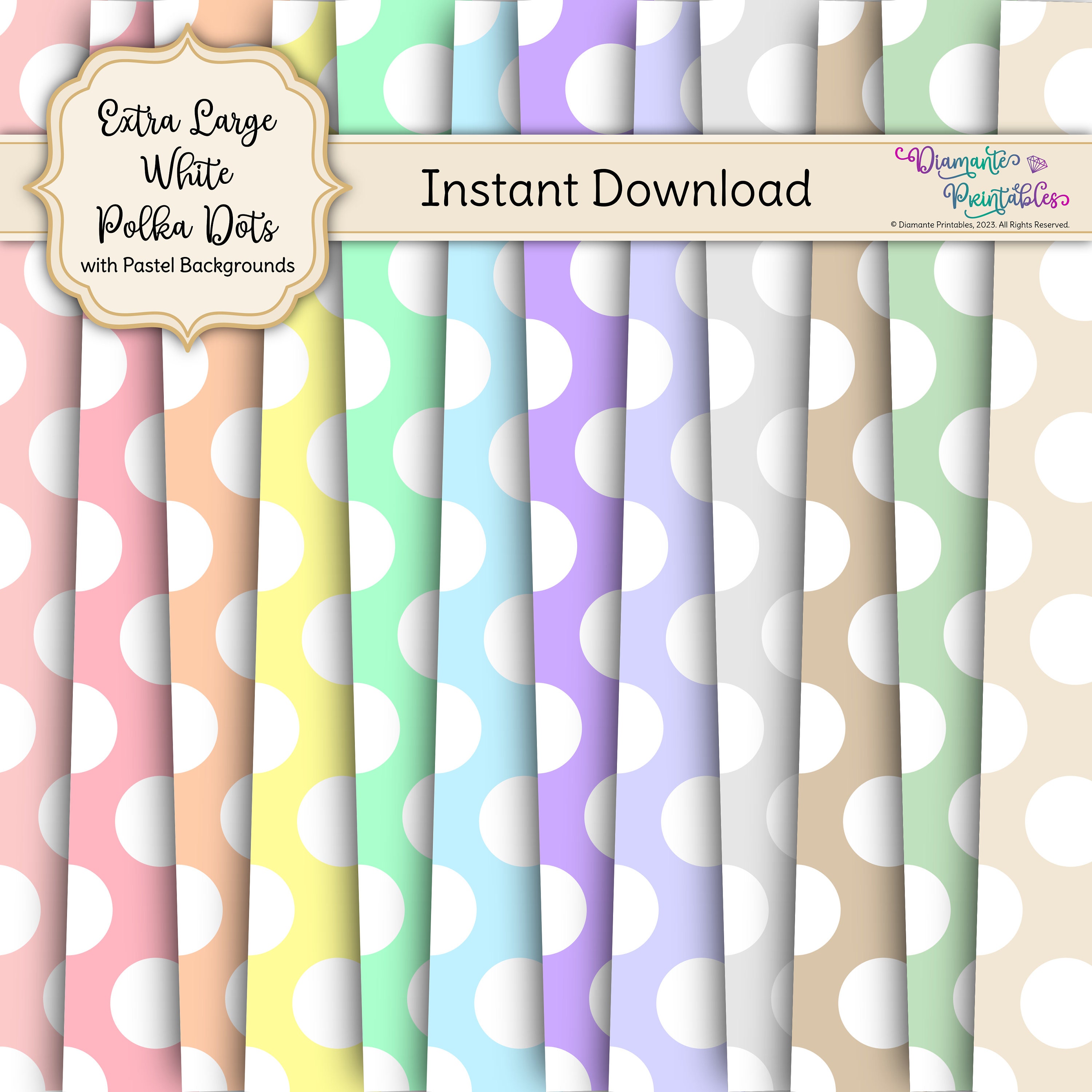 Extra Large White Polka Dots on Pastel Backgrounds Digital - Etsy México