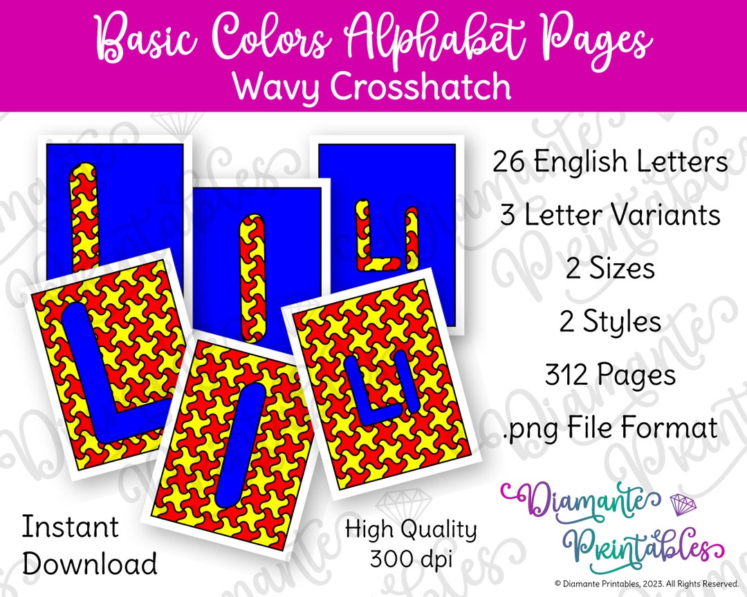Printable Alphabet Poster Bundle | Wavy Crosshatch Bulletin Board ...