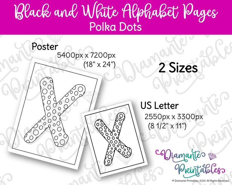 Printable Alphabet Poster Bundle Polka Dots Bulletin Board - Etsy