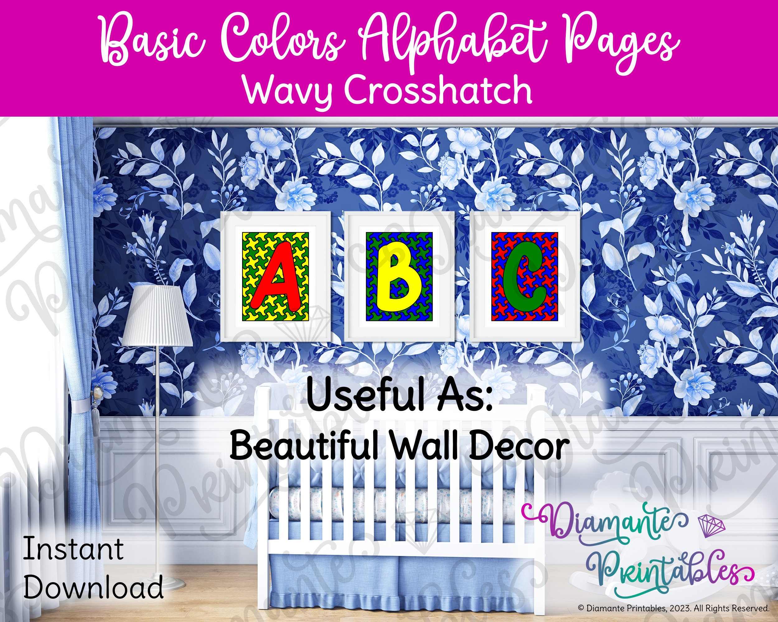 Printable Alphabet Poster Bundle | Wavy Crosshatch Bulletin Board ...