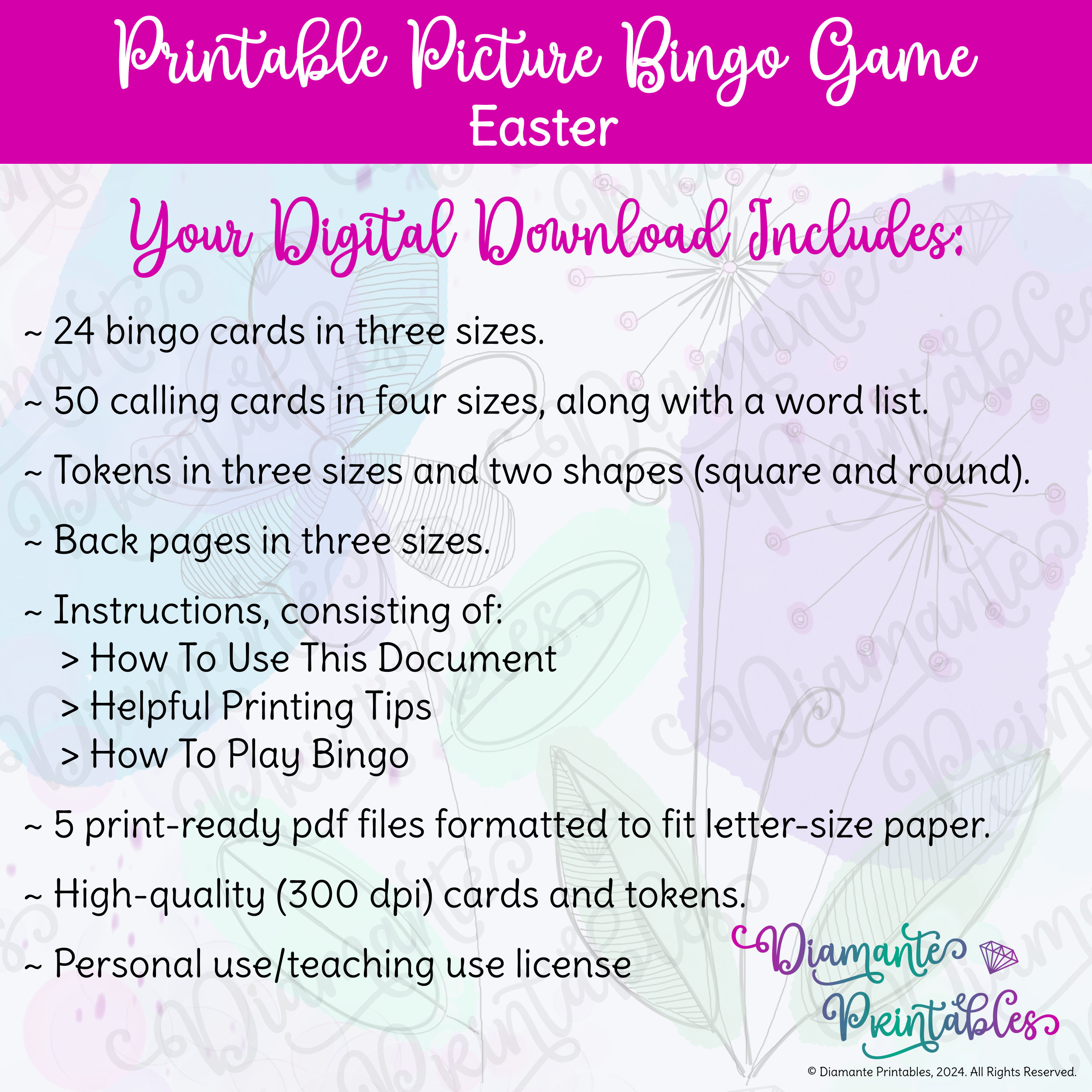 24 Printable Easter Picture Bingo Cards | Classroom Activity for Kids ...