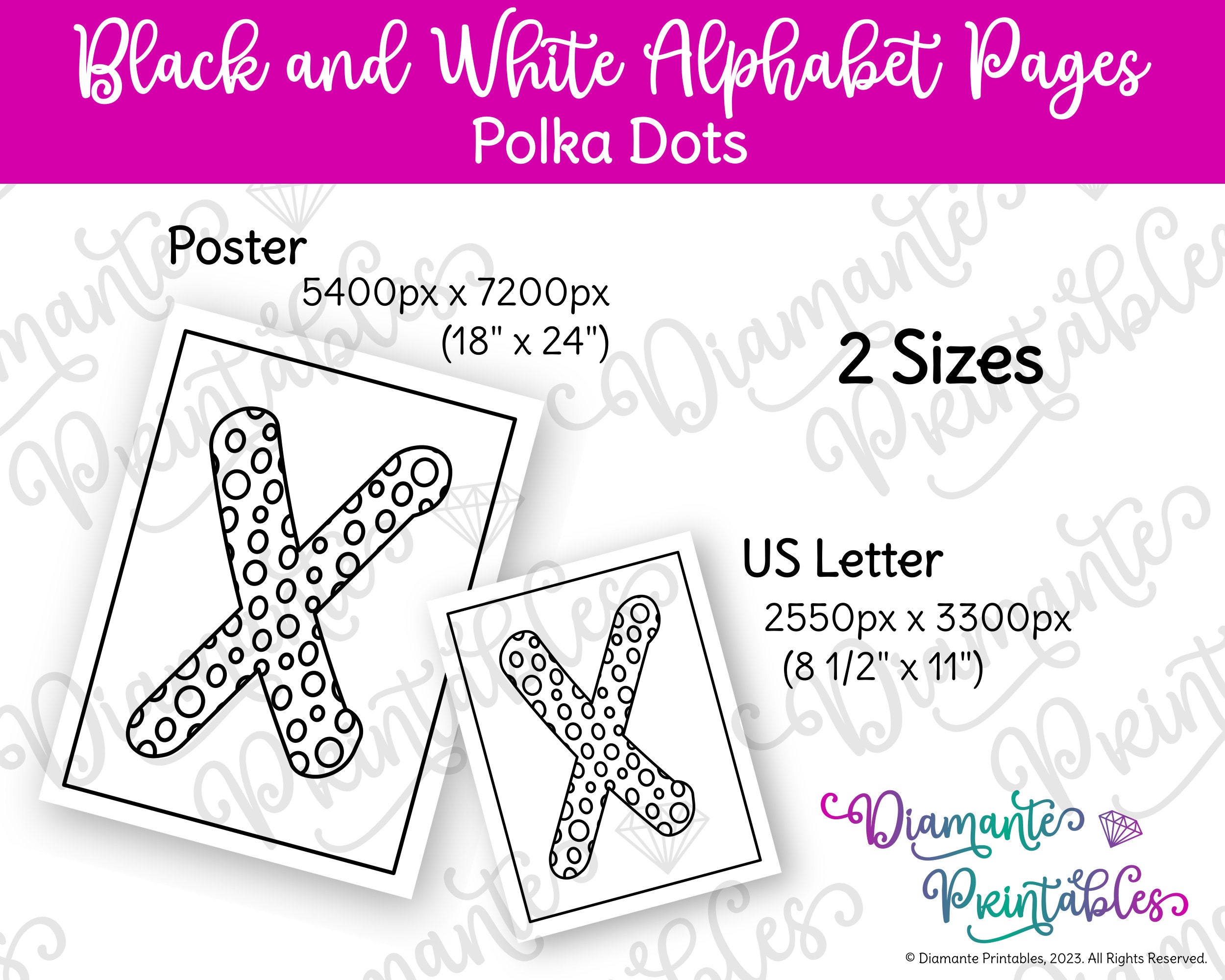 Printable Alphabet Poster Bundle Polka Dots Bulletin Board Letters ...
