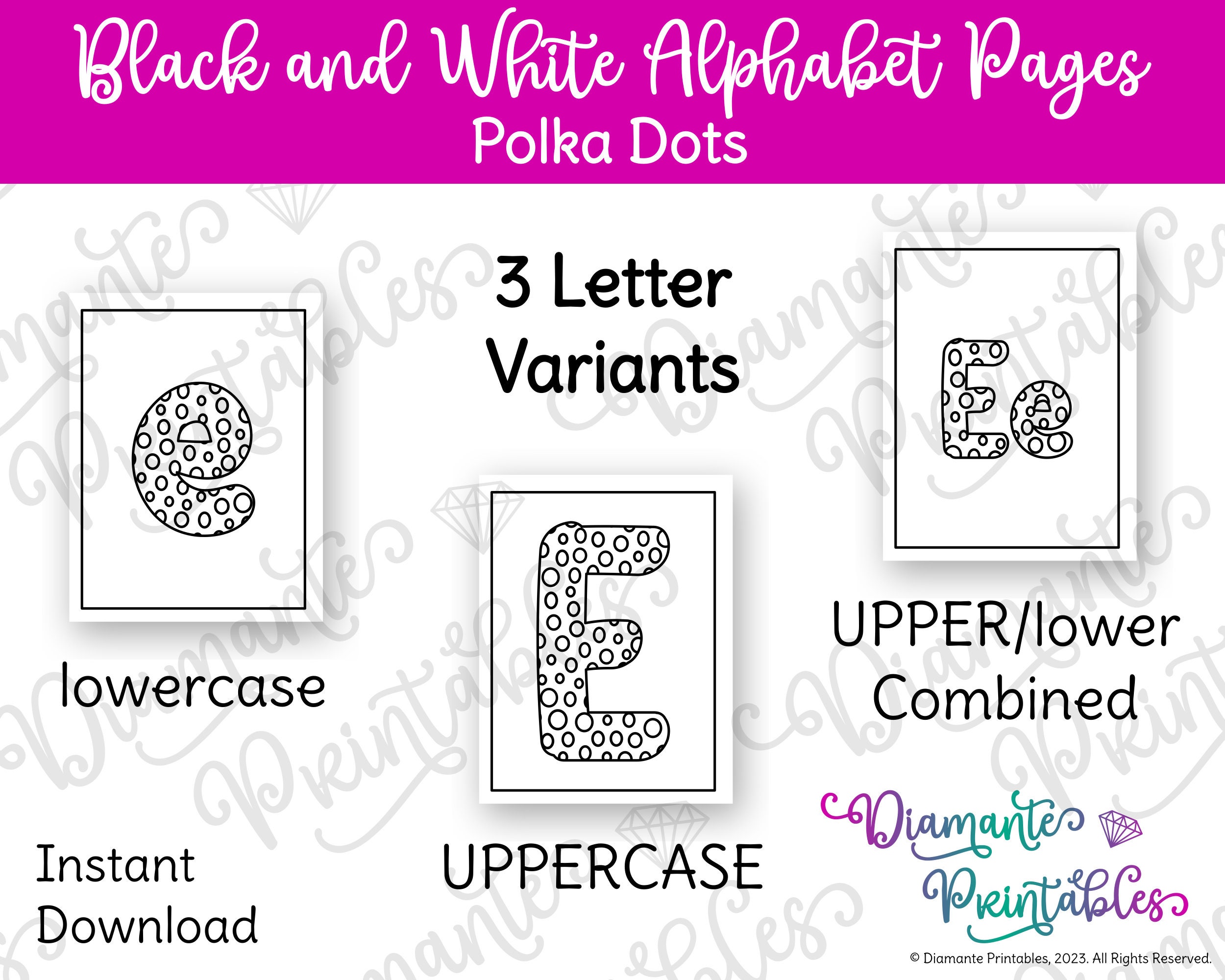 Printable Alphabet Poster Bundle | Polka Dots Bulletin Board Letters ...