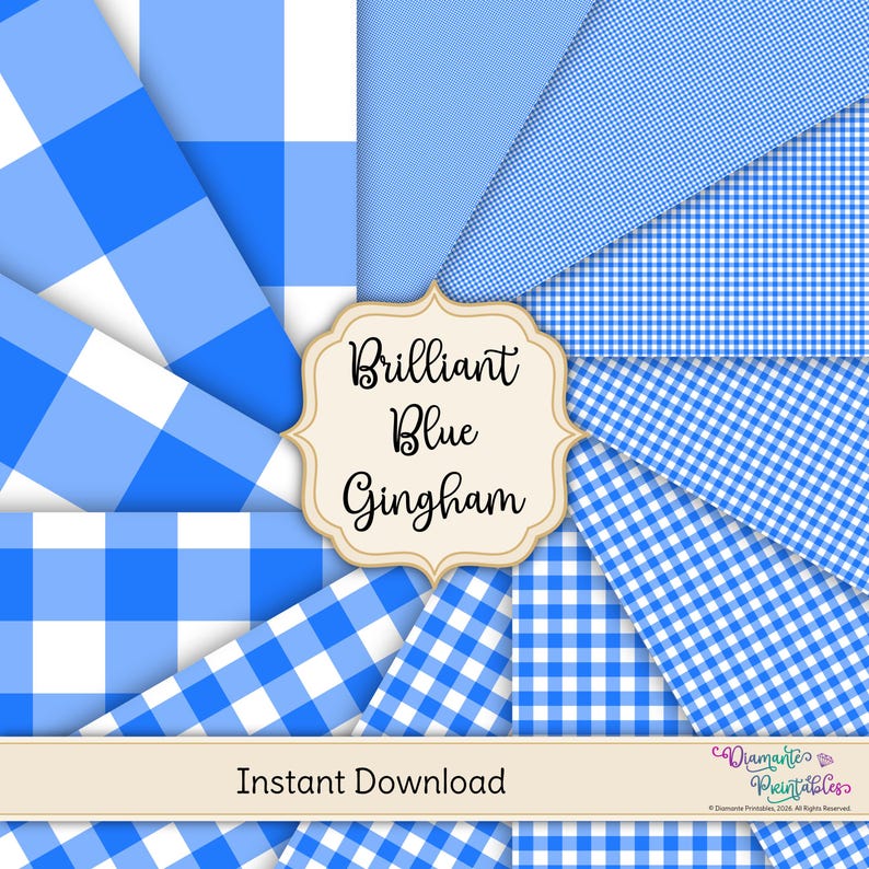 Brilliant Blue Gingham Scrapbook Paper | Brights Color Collection | 12 ...