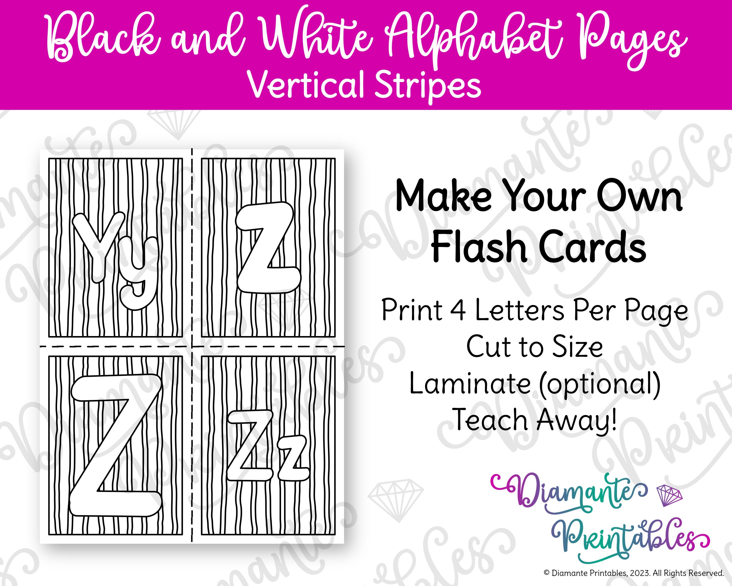 Printable Alphabet Poster Bundle Vertical Stripes Bulletin Board ...