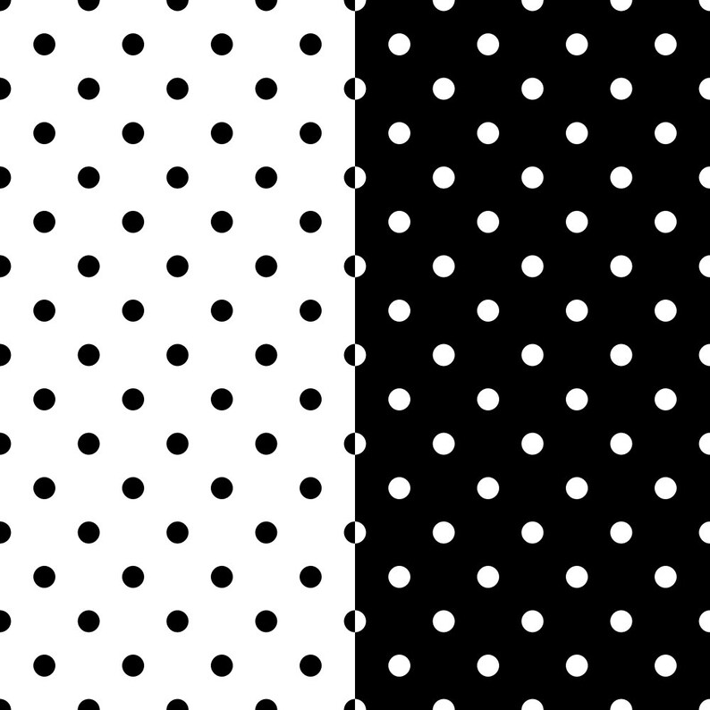 Black and White Polka Dots Digital Scrapbooking Paper Pack | Etsy