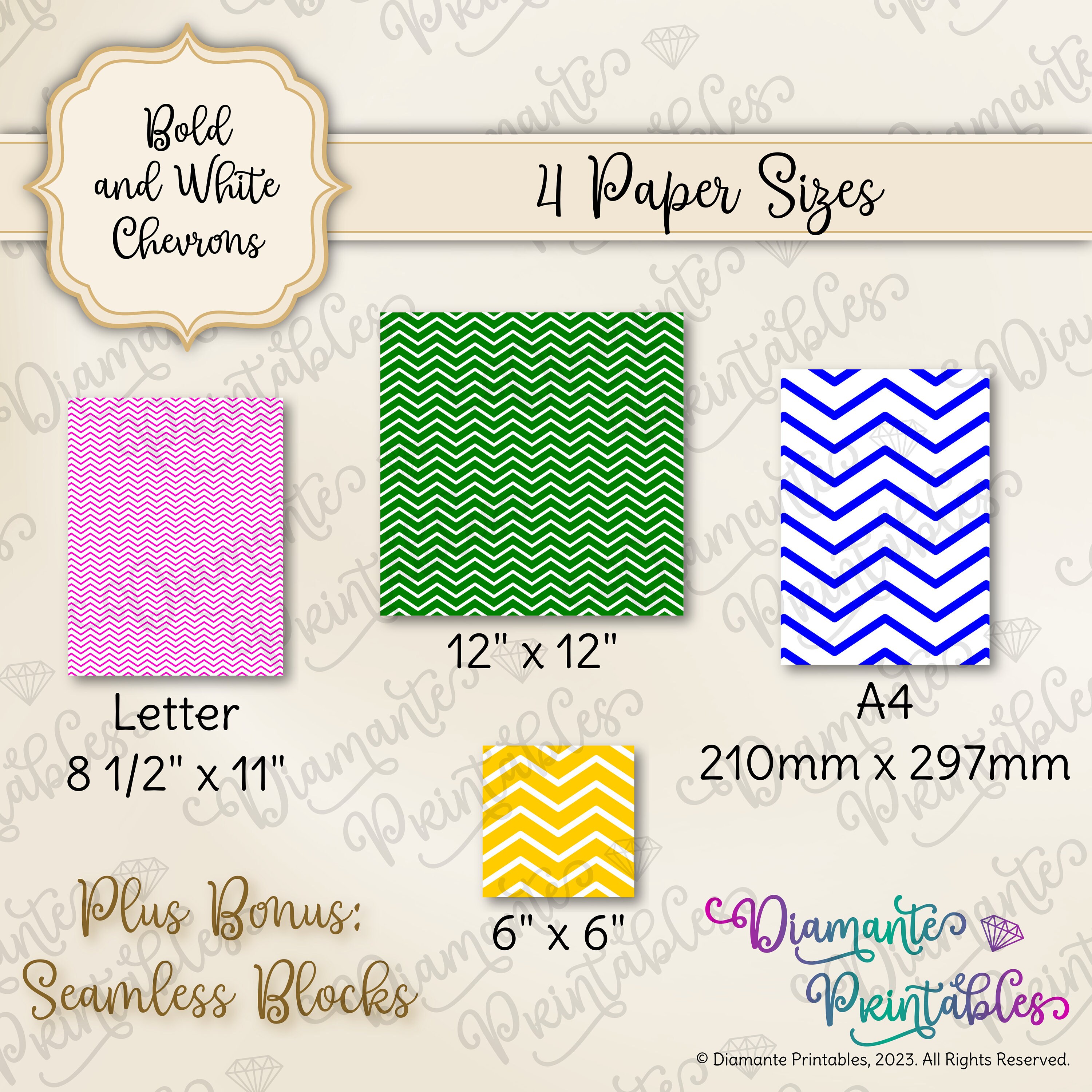 Chevrons Digital Paper Pack | Bold Colors | 12 Colors | 144 Styles | 4 ...