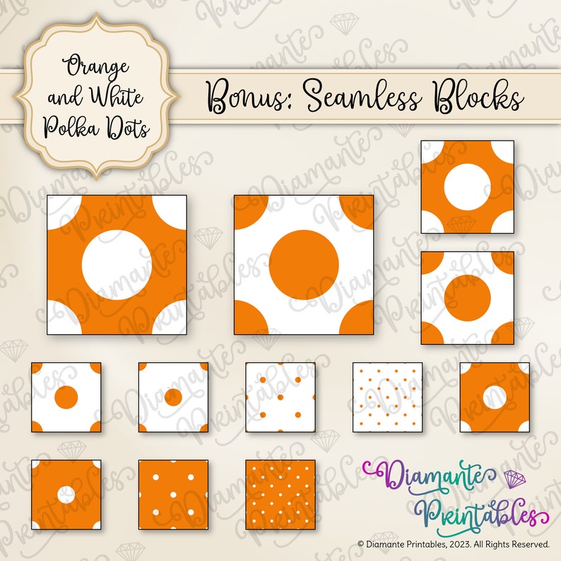 Orange and White Polka Dots Digital Paper Pack | 12 Styles | 4 Sizes ...