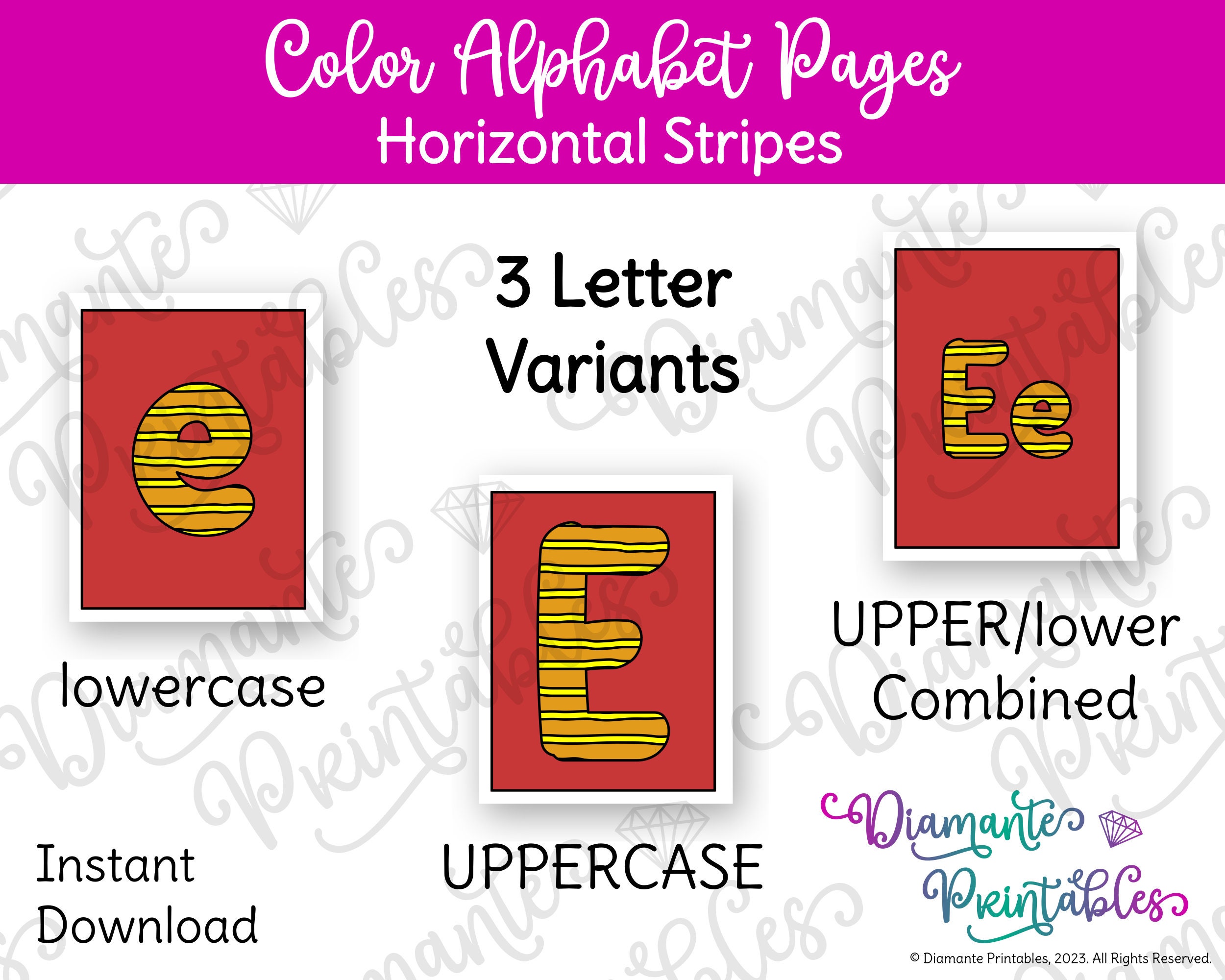Printable Alphabet Poster Bundle | Horizontal Stripes Bulletin Board ...