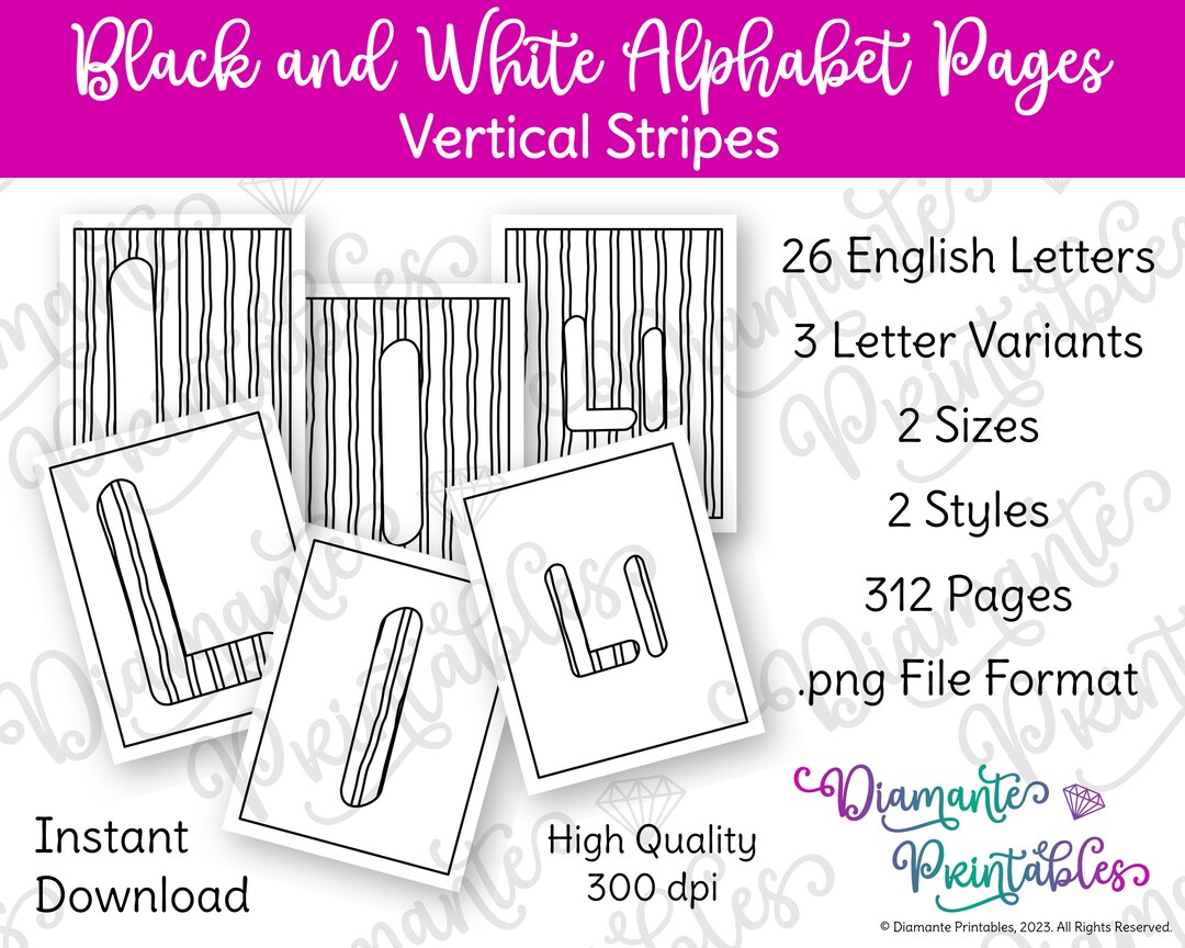 Printable Alphabet Poster Bundle | Vertical Stripes Bulletin Board ...