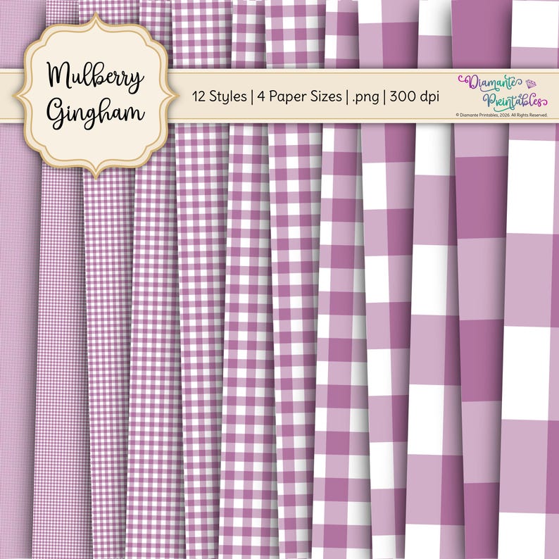 Mulberry Gingham Scrapbook Paper | Halloween Color Collection | 12 ...