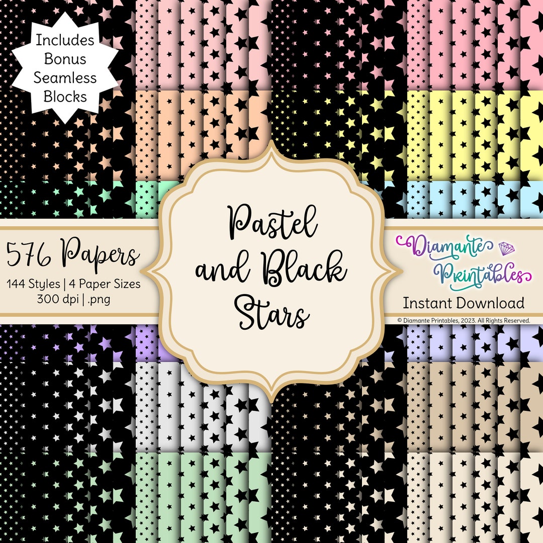 Stars Digital Paper Pack | Pastel Colors | 12 Colors | 144 Styles | 4 ...