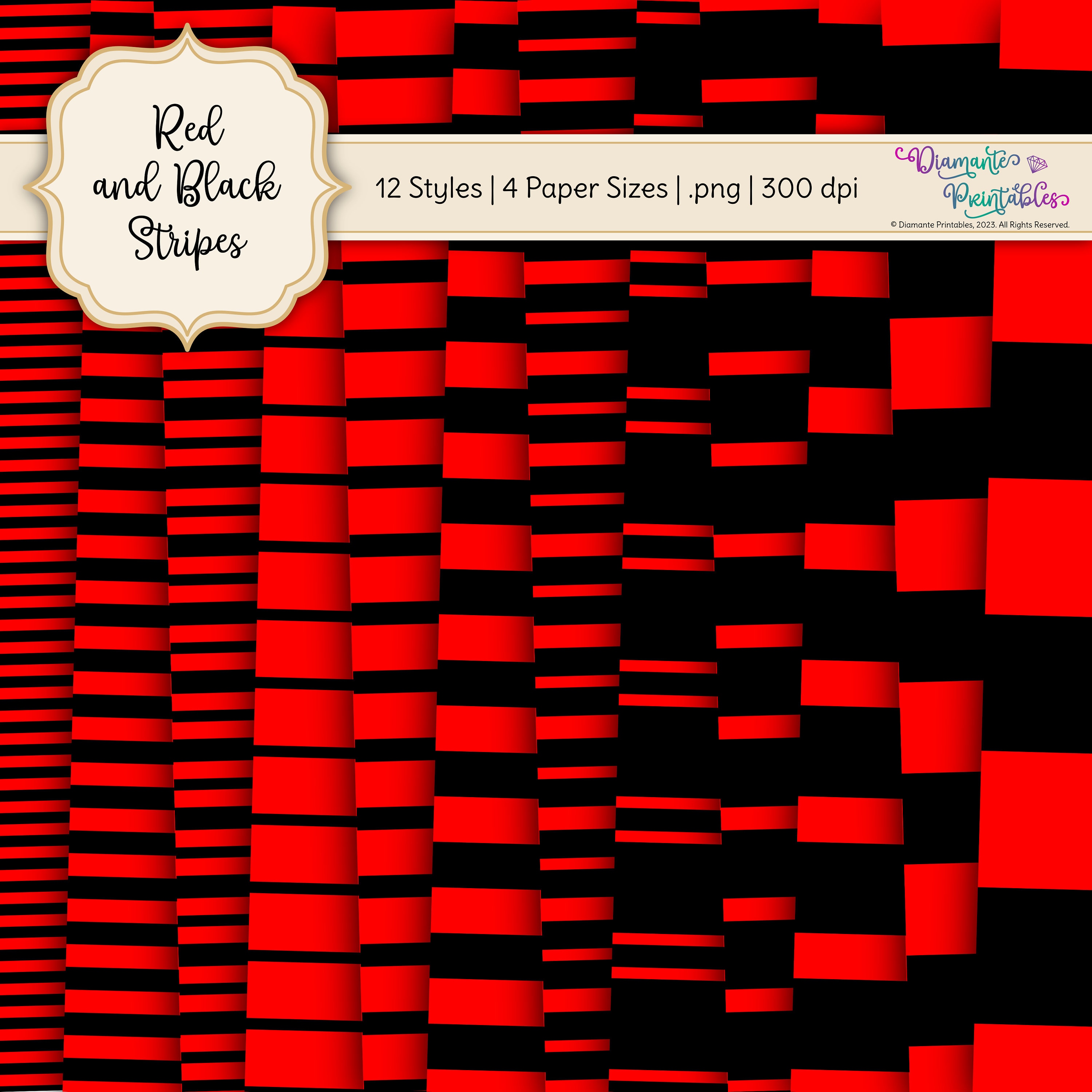 Red and Black Stripes Digital Paper Pack | 12 Styles | 4 Sizes ...