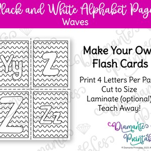 Printable Alphabet Poster Bundle | Waves Bulletin Board Letters | Black ...