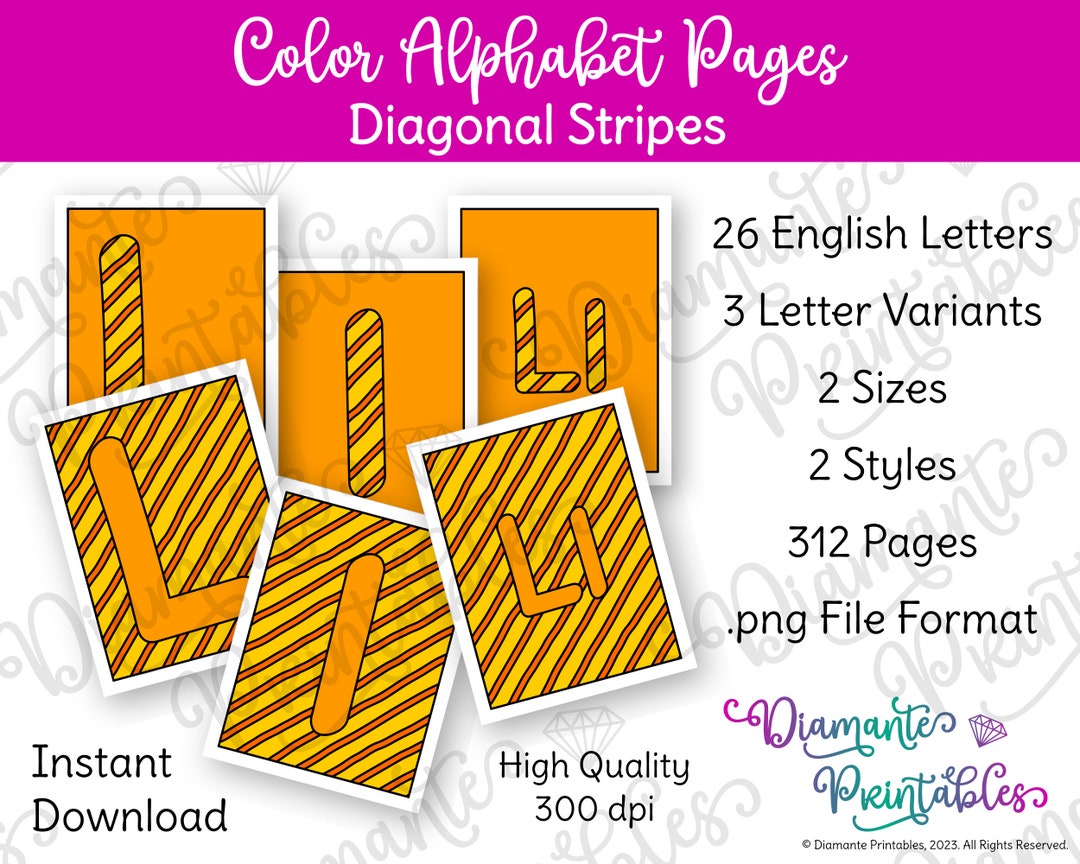 Printable Alphabet Poster Bundle | Diagonal Stripes Bulletin Board ...