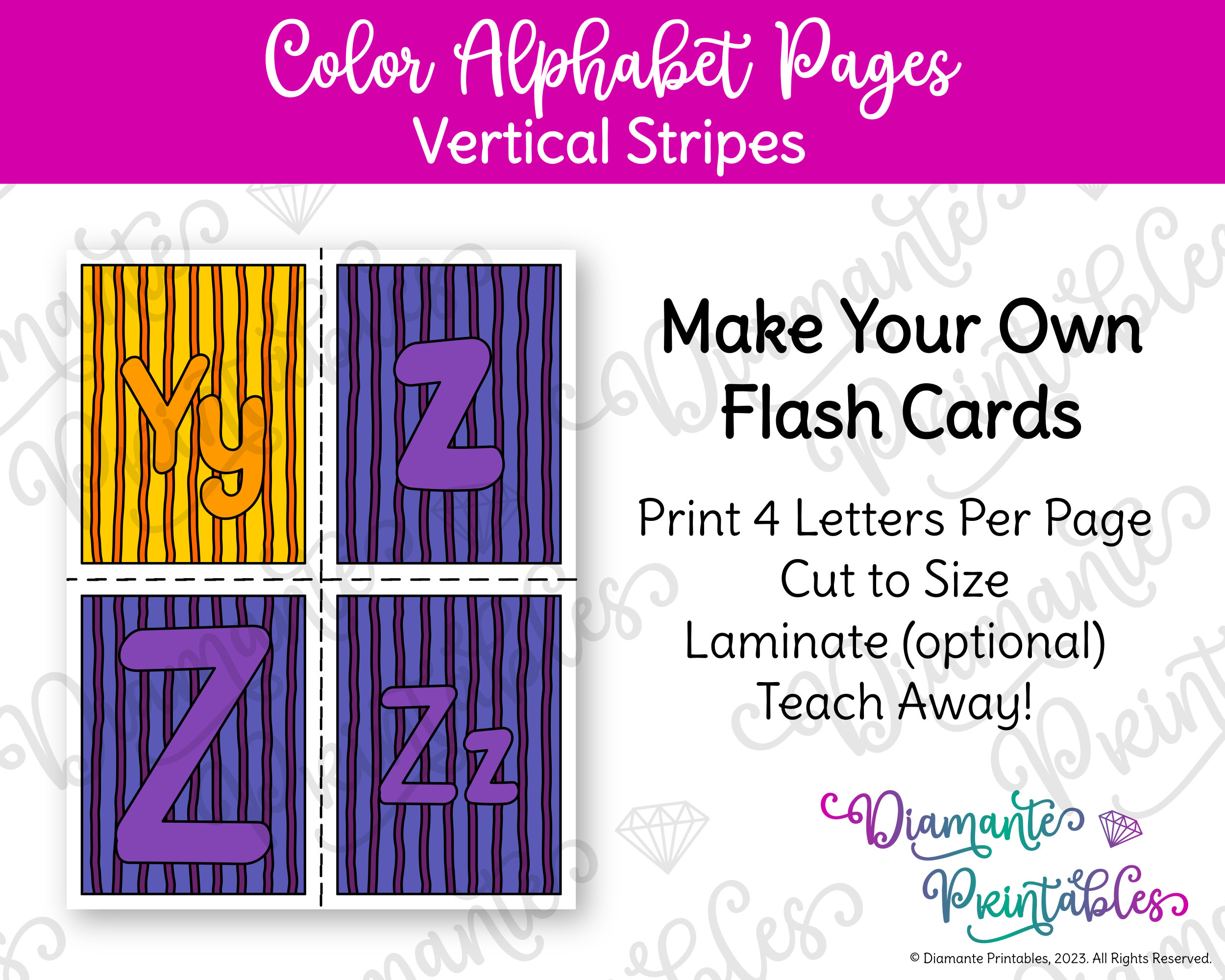 Printable Alphabet Poster Bundle Vertical Stripes Bulletin Board ...