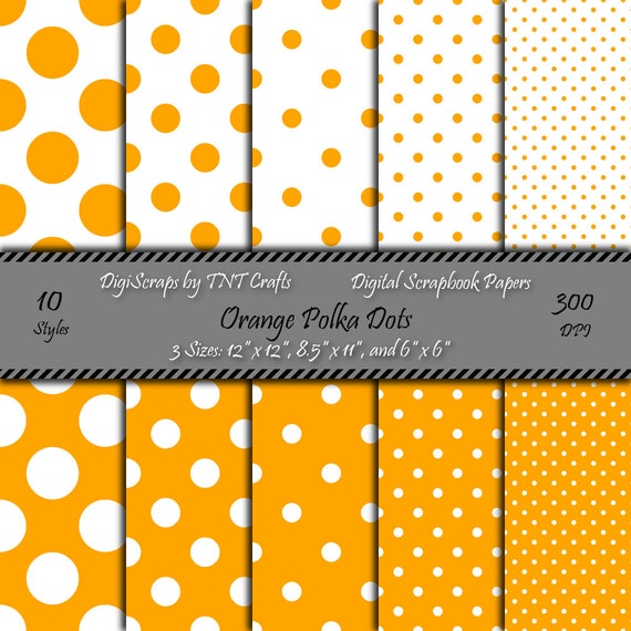 Orange and White Polka Dots Digital Scrapbooking Paper Pack | Etsy
