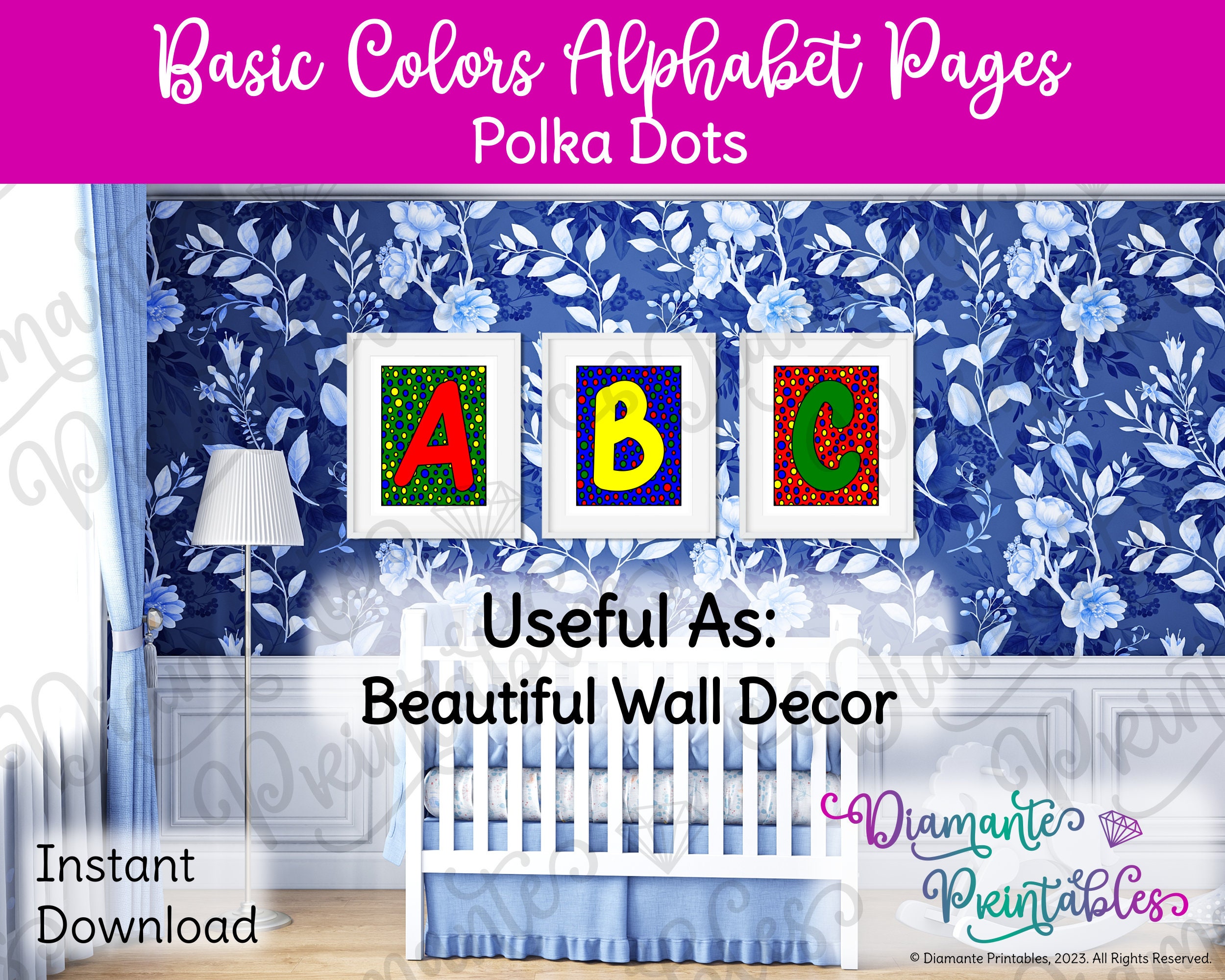 Printable Alphabet Poster Bundle | Polka Dots Bulletin Board Letters ...