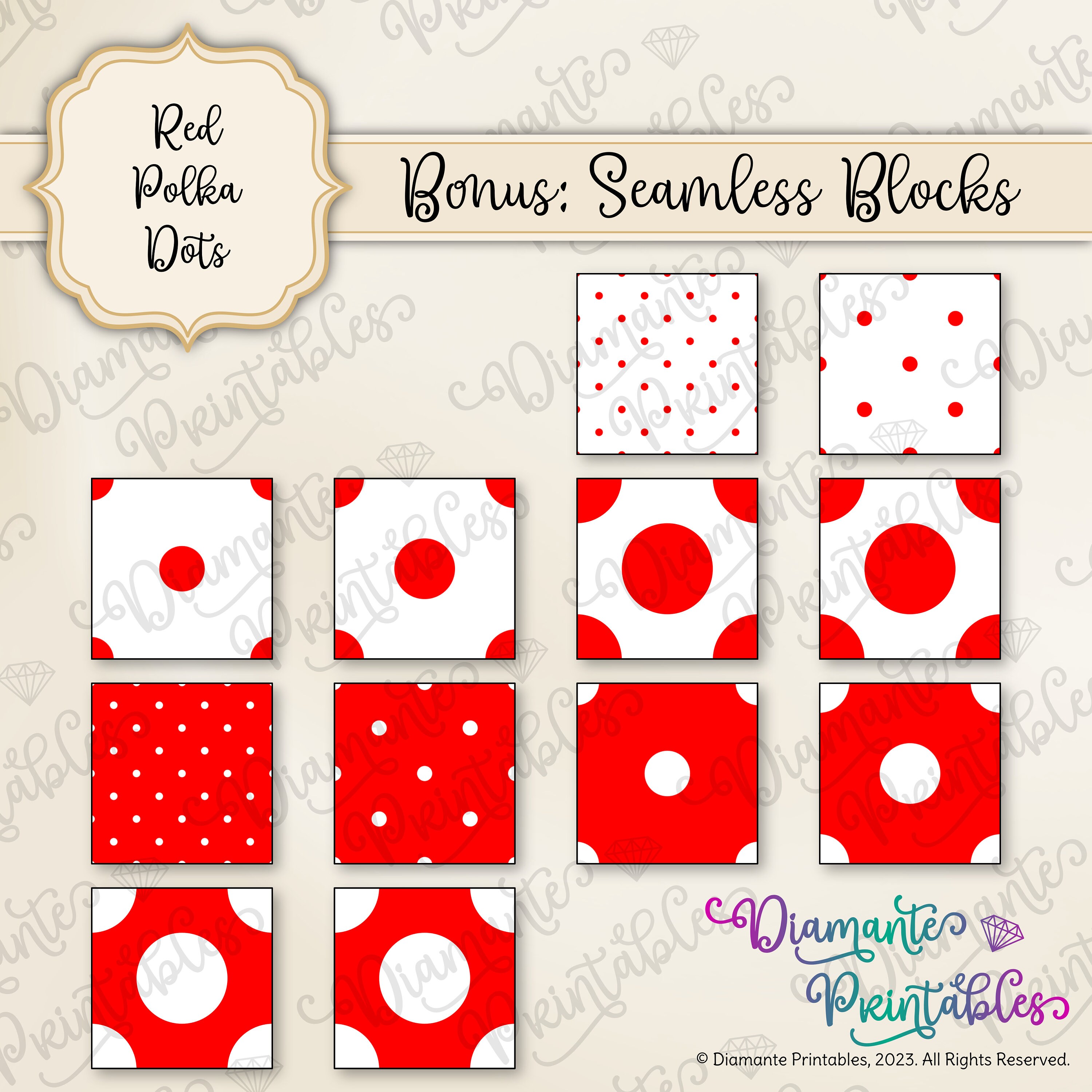 Red and White Polka Dots Digital Paper Pack 12 Styles 4 - Etsy