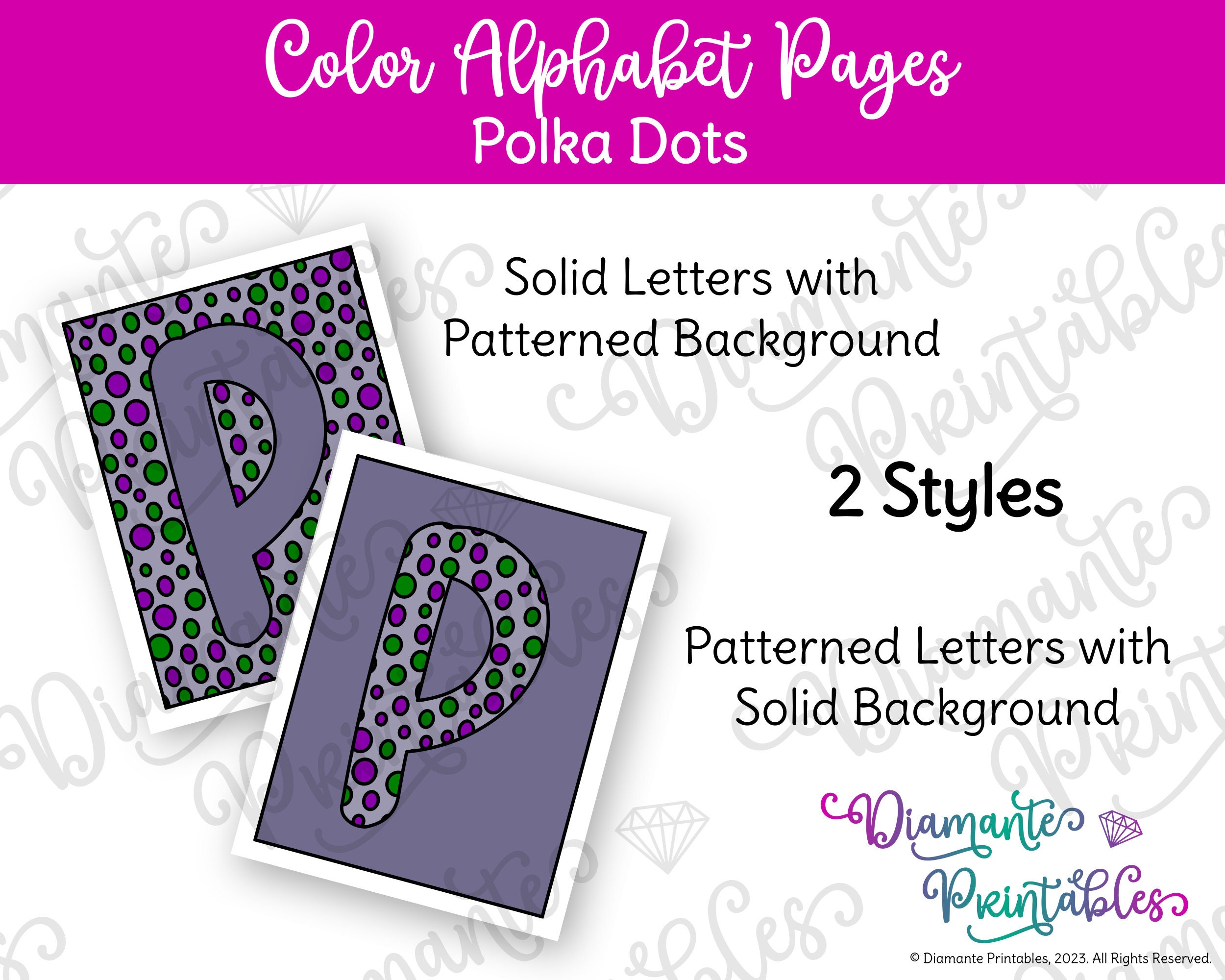 Printable Alphabet Poster Bundle | Polka Dots Bulletin Board Letters ...