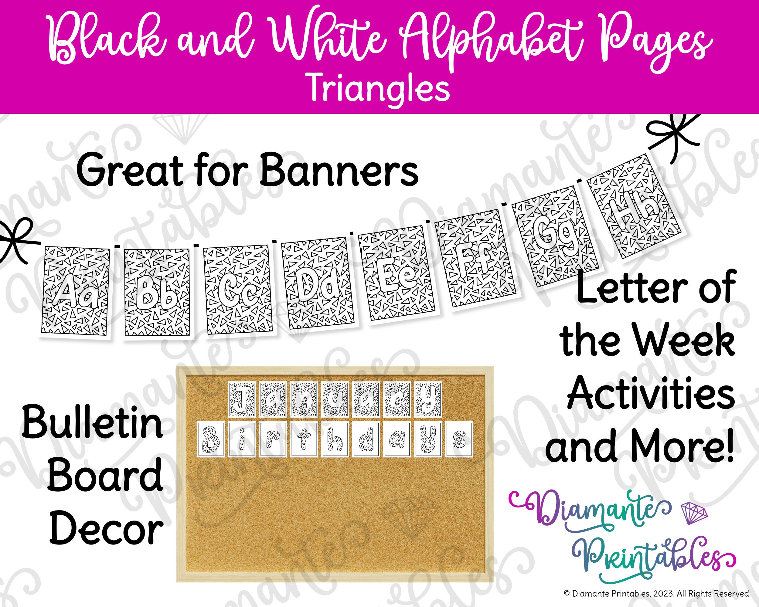 Printable Alphabet Poster Bundle | Triangles Bulletin Board Letters ...