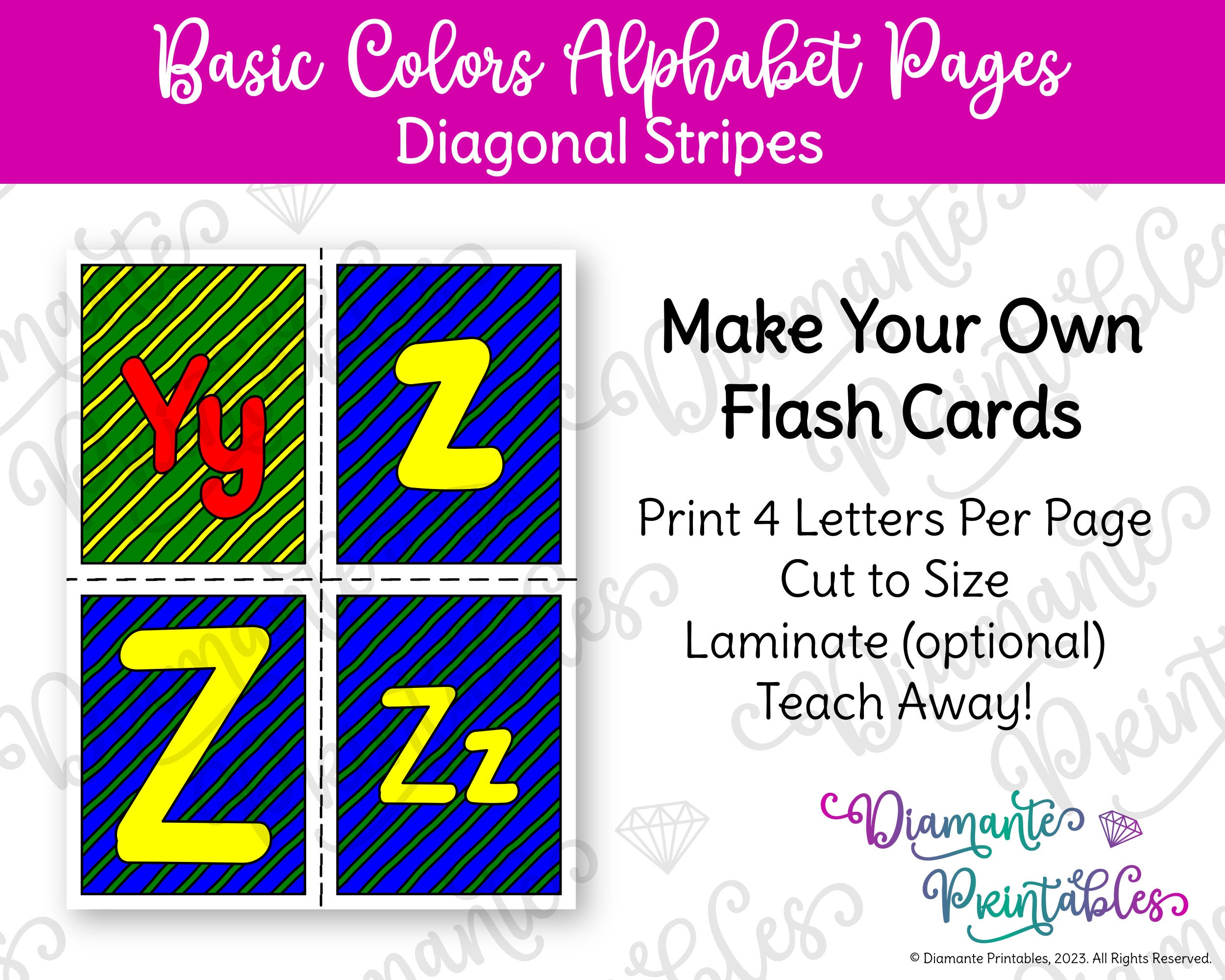 Printable Alphabet Poster Bundle Diagonal Stripes Bulletin Board ...
