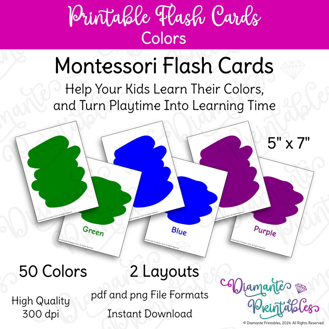 50 Printable Color Flash Cards | Educational English Color Cards for ...