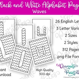 Printable Alphabet Poster Bundle | Waves Bulletin Board Letters | Black ...