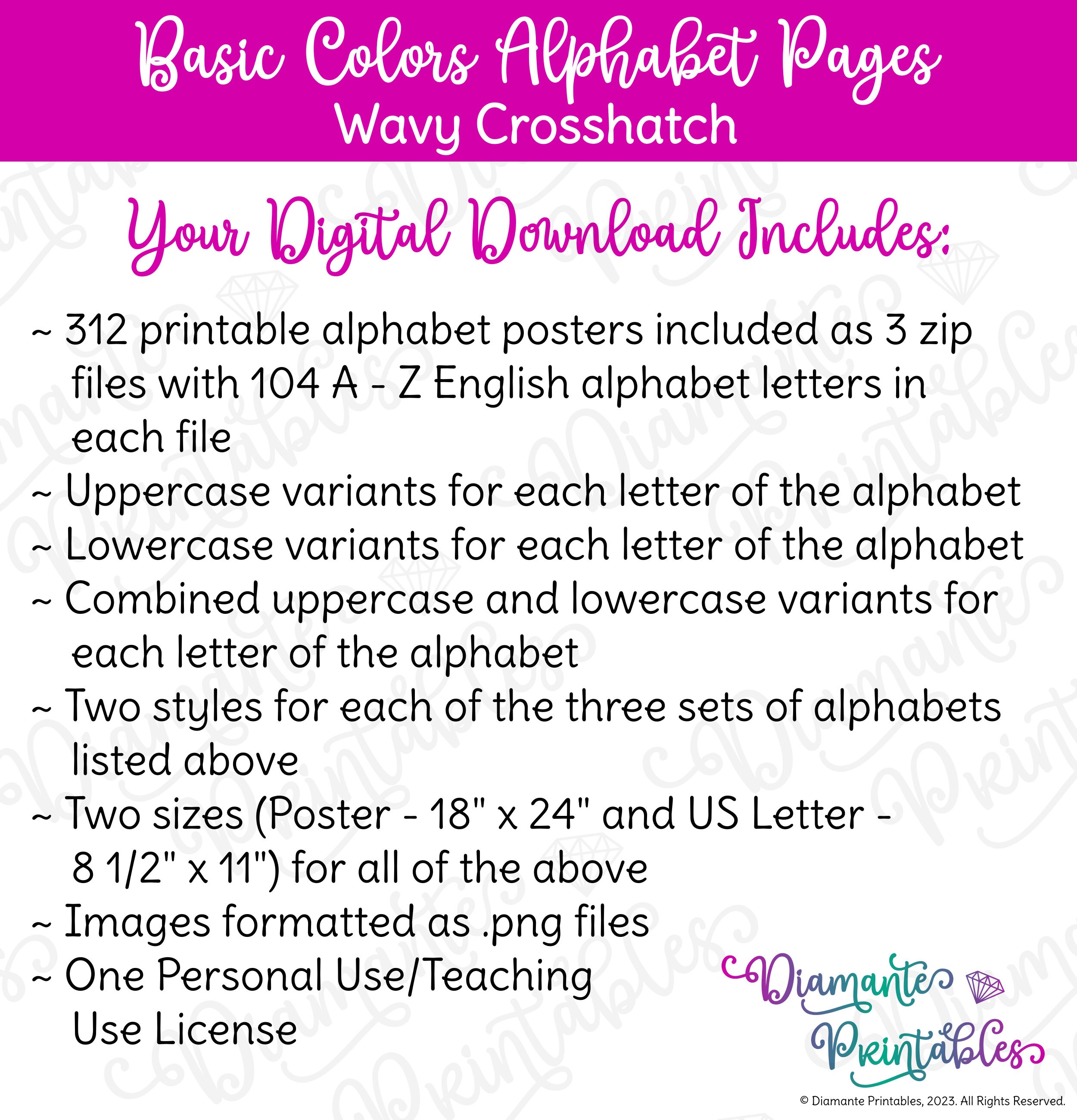 Printable Alphabet Poster Bundle Wavy Crosshatch Bulletin Board Letters ...