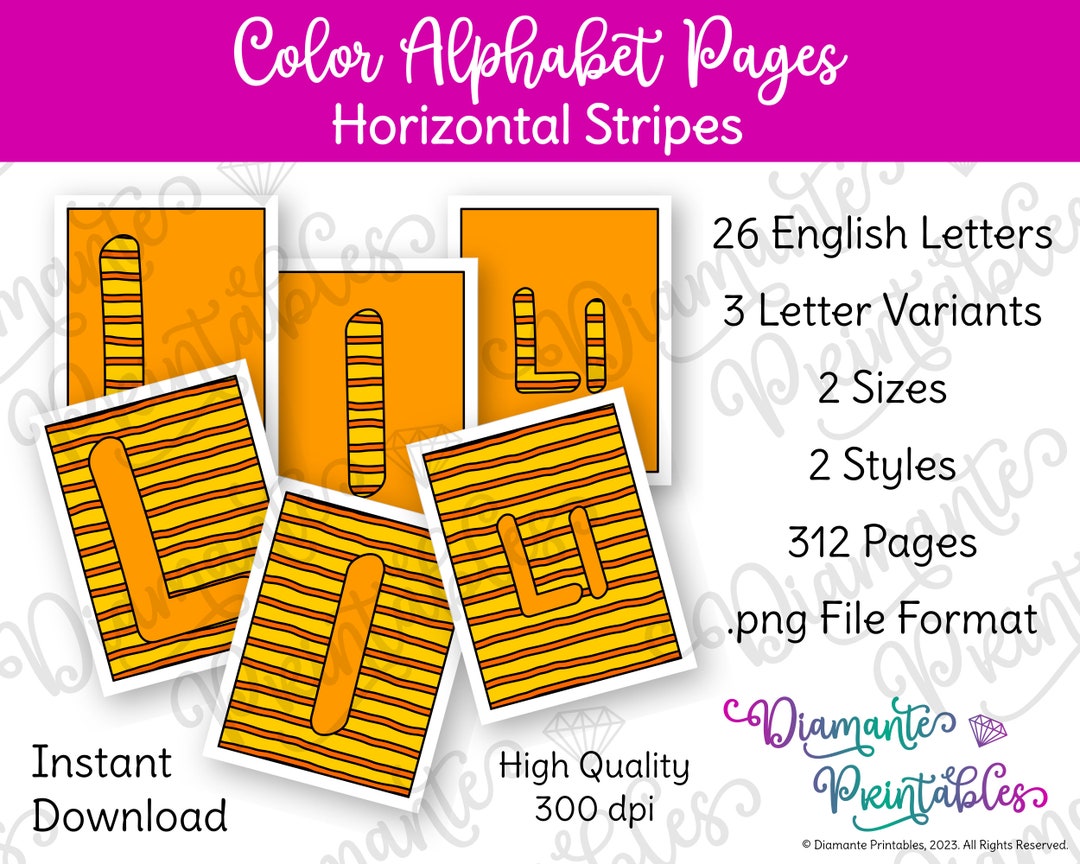 Printable Alphabet Poster Bundle | Horizontal Stripes Bulletin Board ...