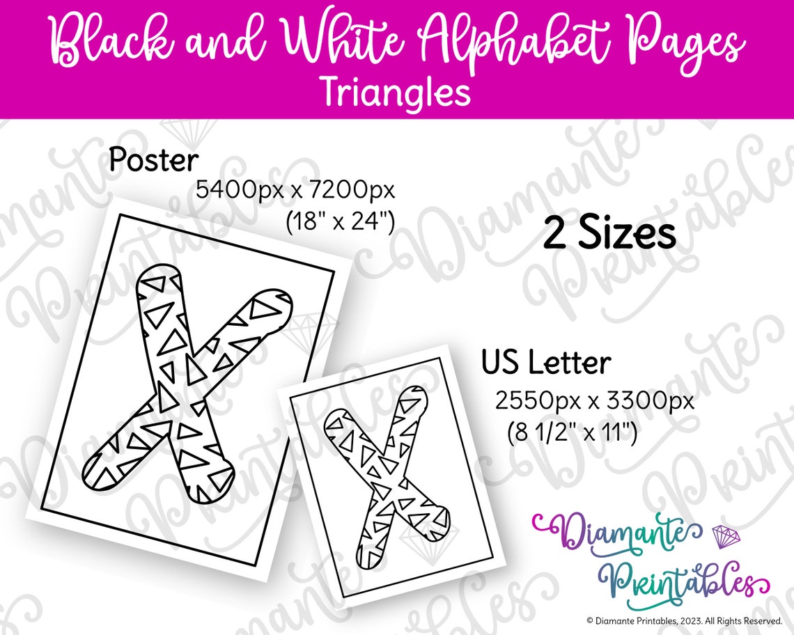 Printable Alphabet Poster Bundle Triangles Bulletin Board Letters Black ...