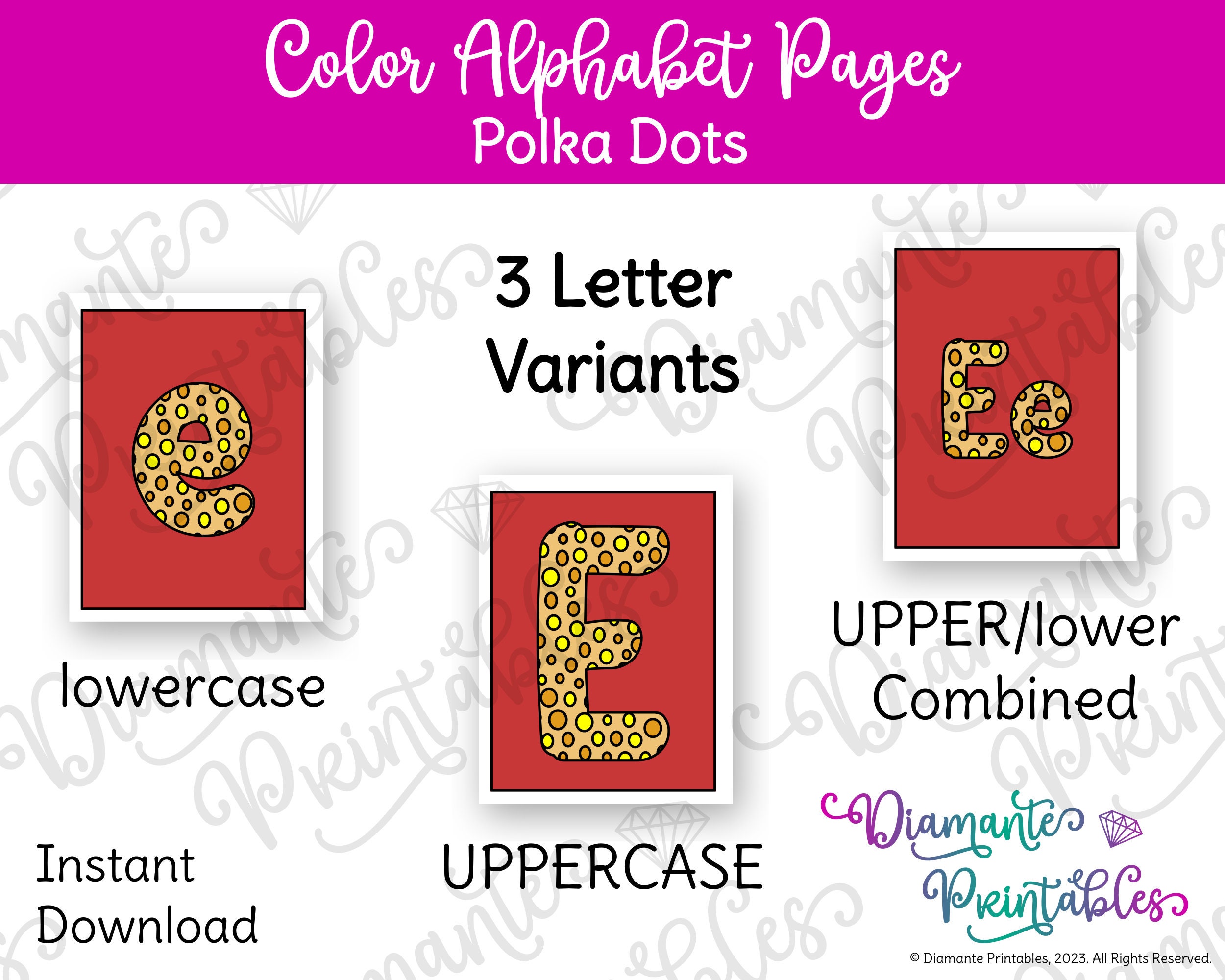Printable Alphabet Poster Bundle | Polka Dots Bulletin Board Letters ...