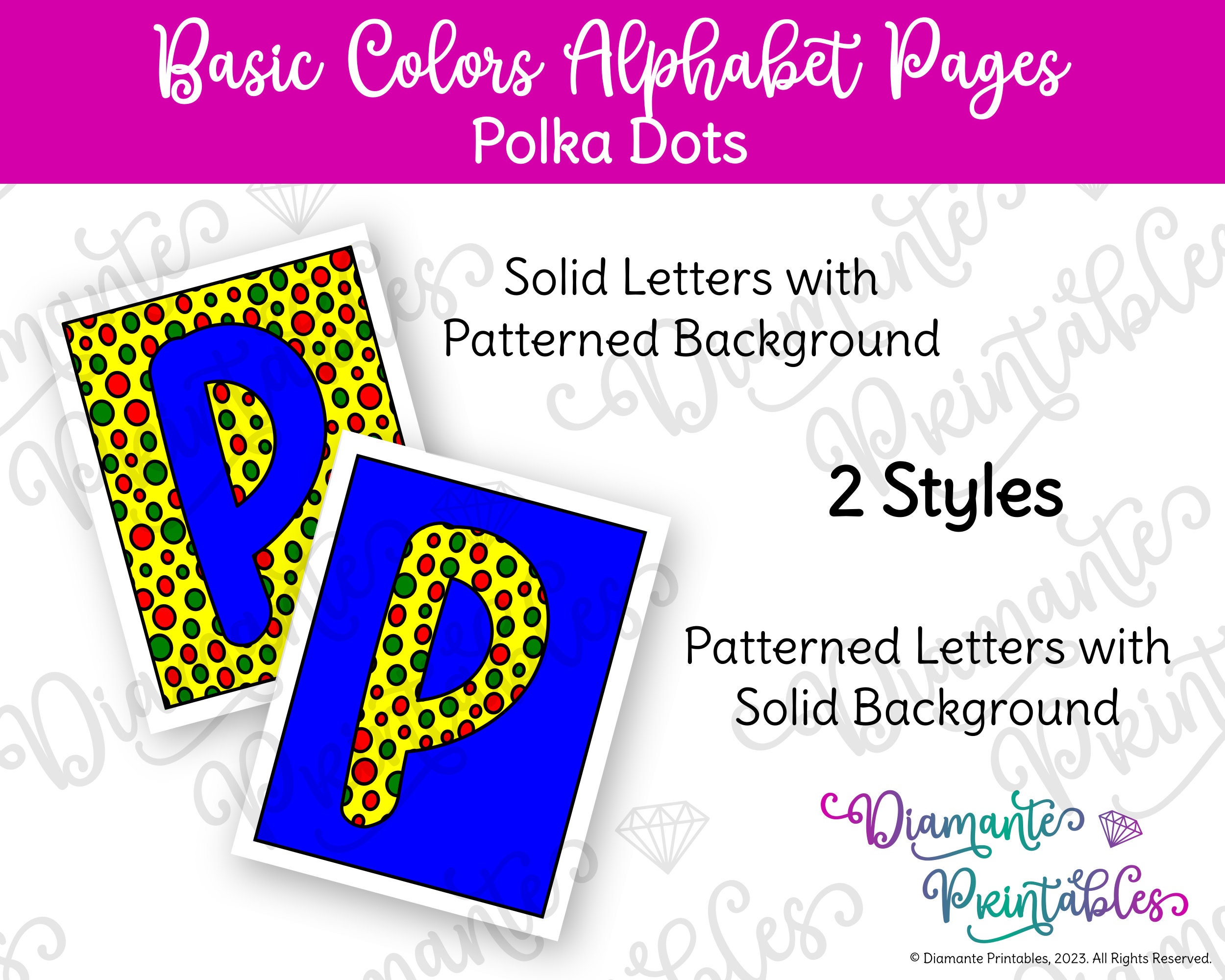 Printable Alphabet Poster Bundle Polka Dots Bulletin Board Letters ...