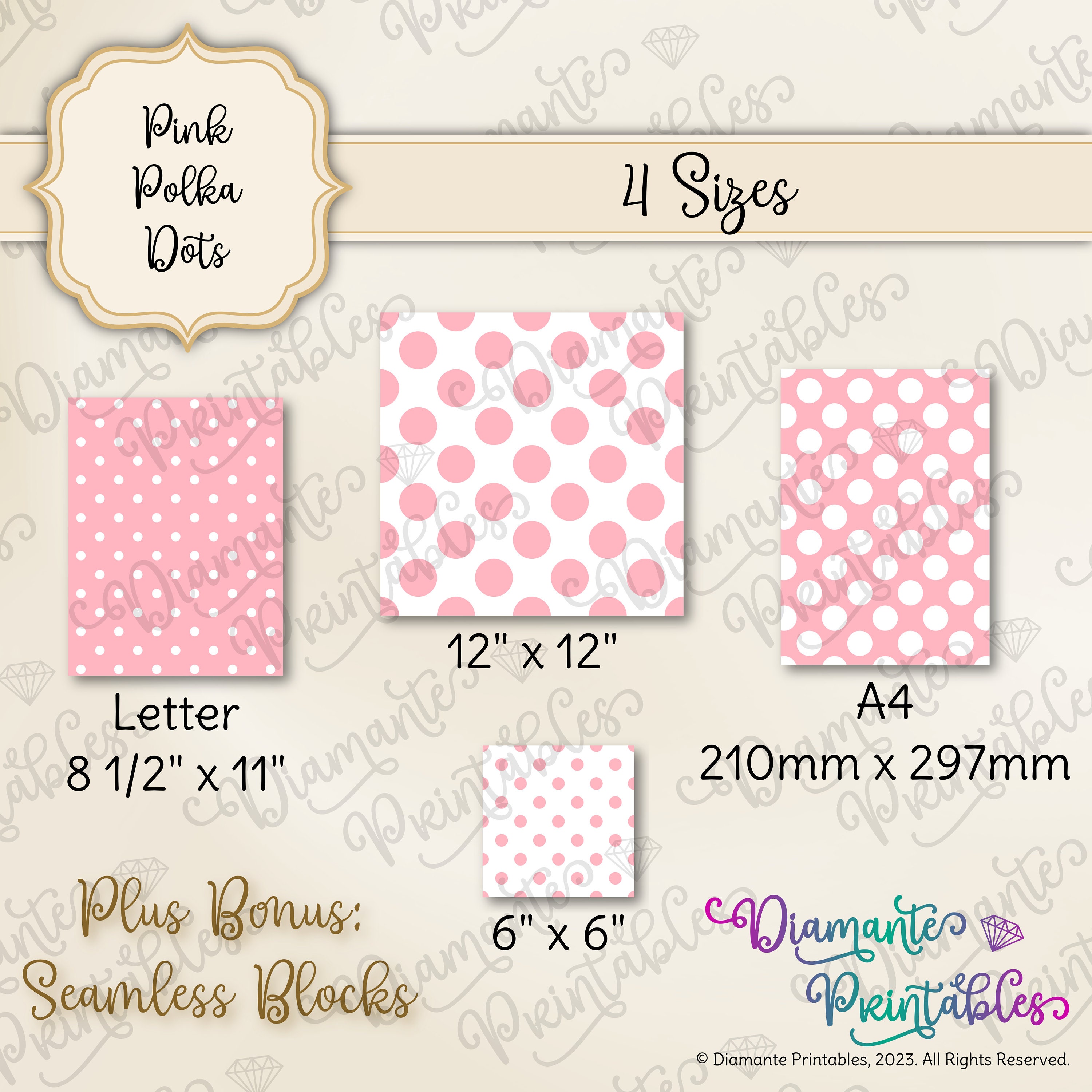 Pink and White Polka Dots Digital Paper Pack 12 Styles 4 - Etsy France