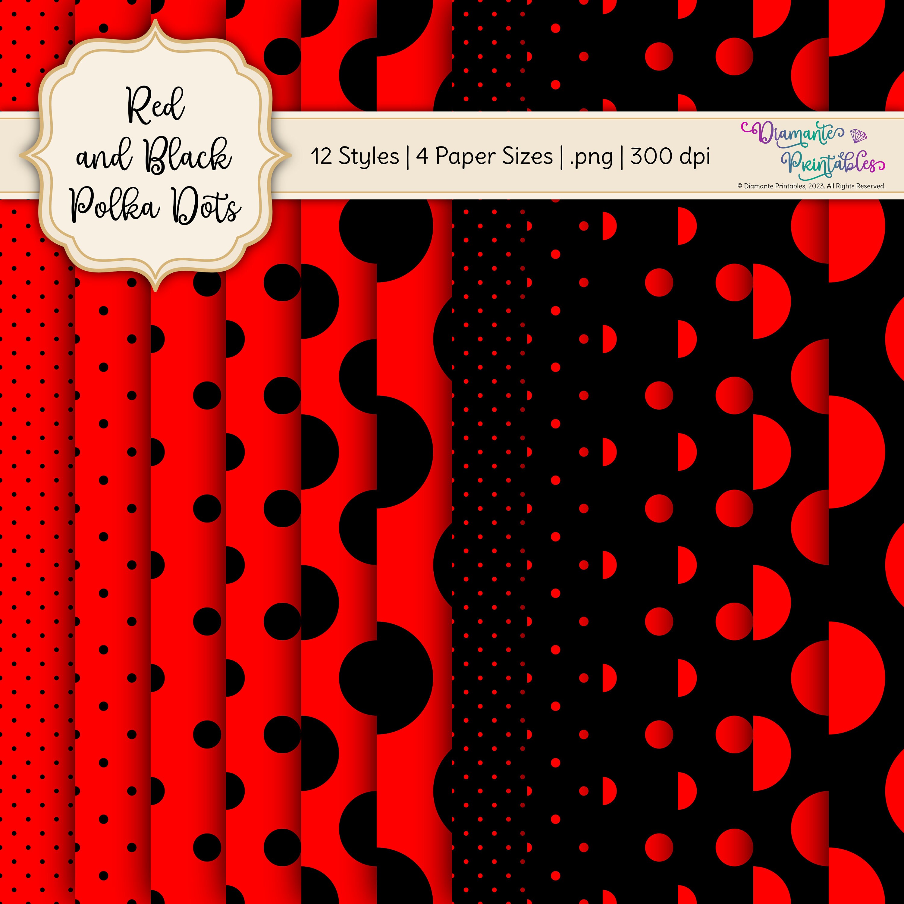 Red and Black Polka Dots Digital Paper Pack | 12 Styles | 4 Sizes ...