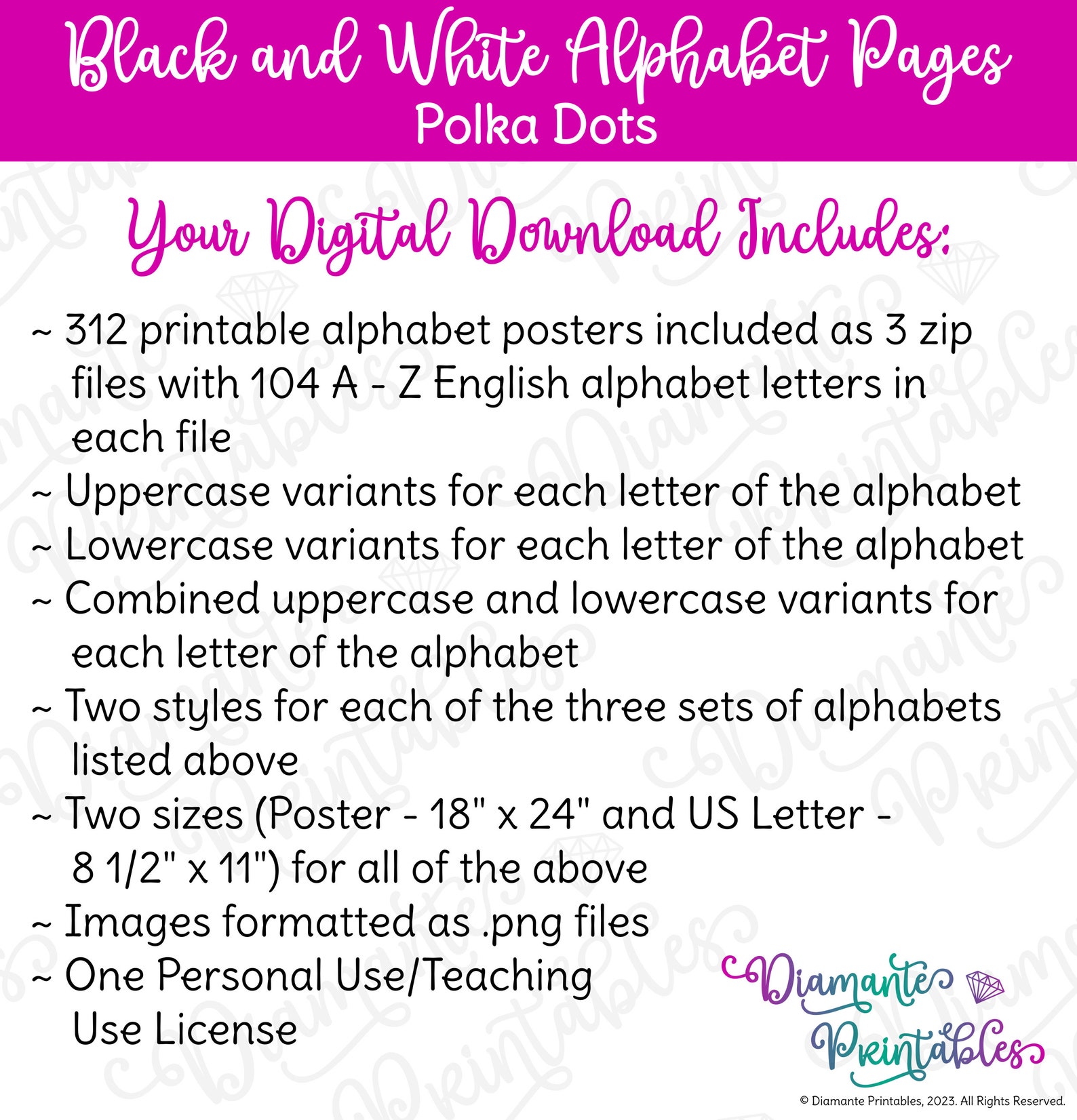 Printable Alphabet Poster Bundle | Polka Dots Bulletin Board Letters ...