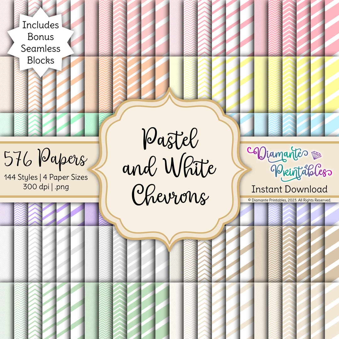 Chevrons Digital Paper Pack | Pastel Colors | 12 Colors | 144 Styles ...
