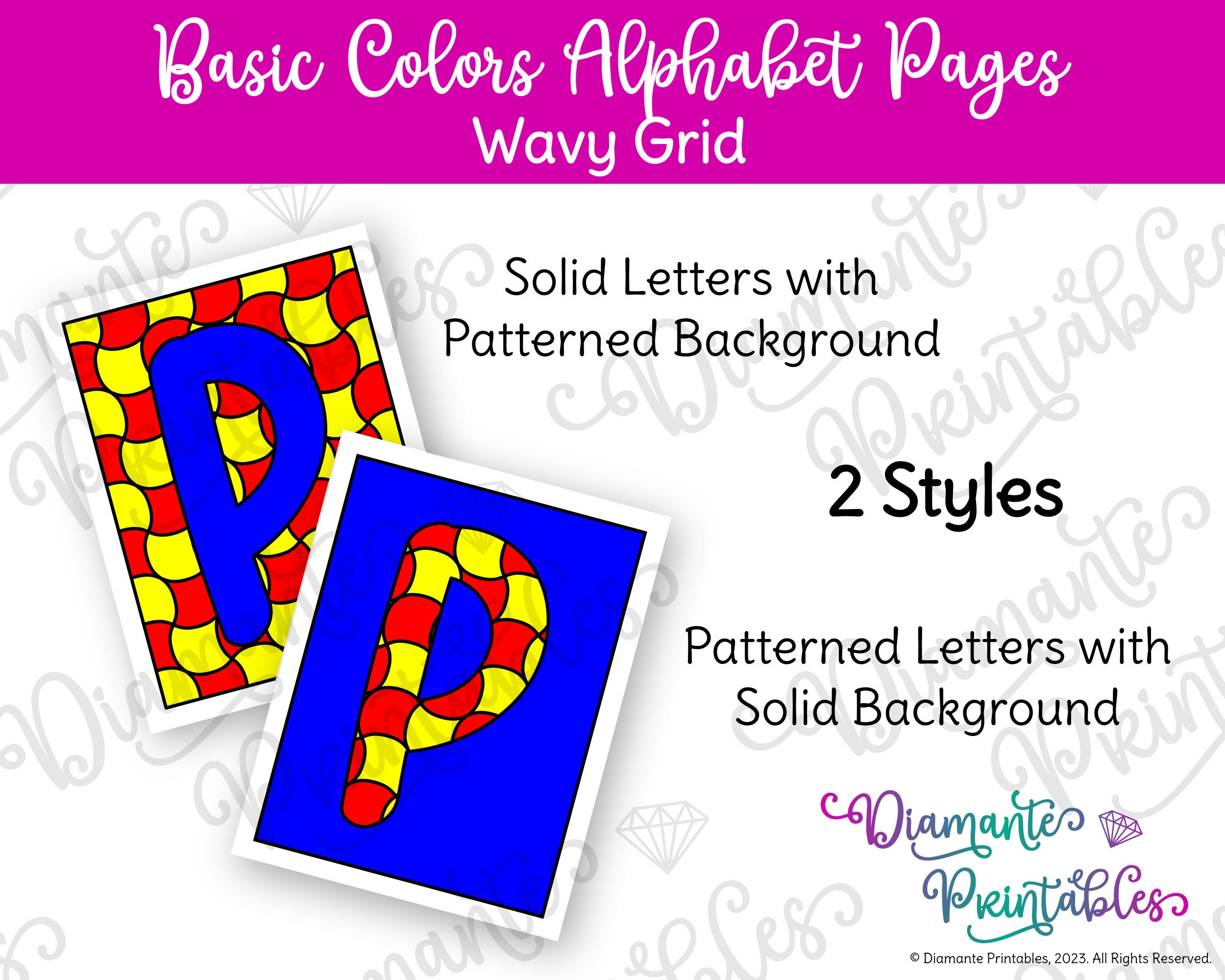 Printable Alphabet Poster Bundle | Wavy Grid Bulletin Board Letters ...