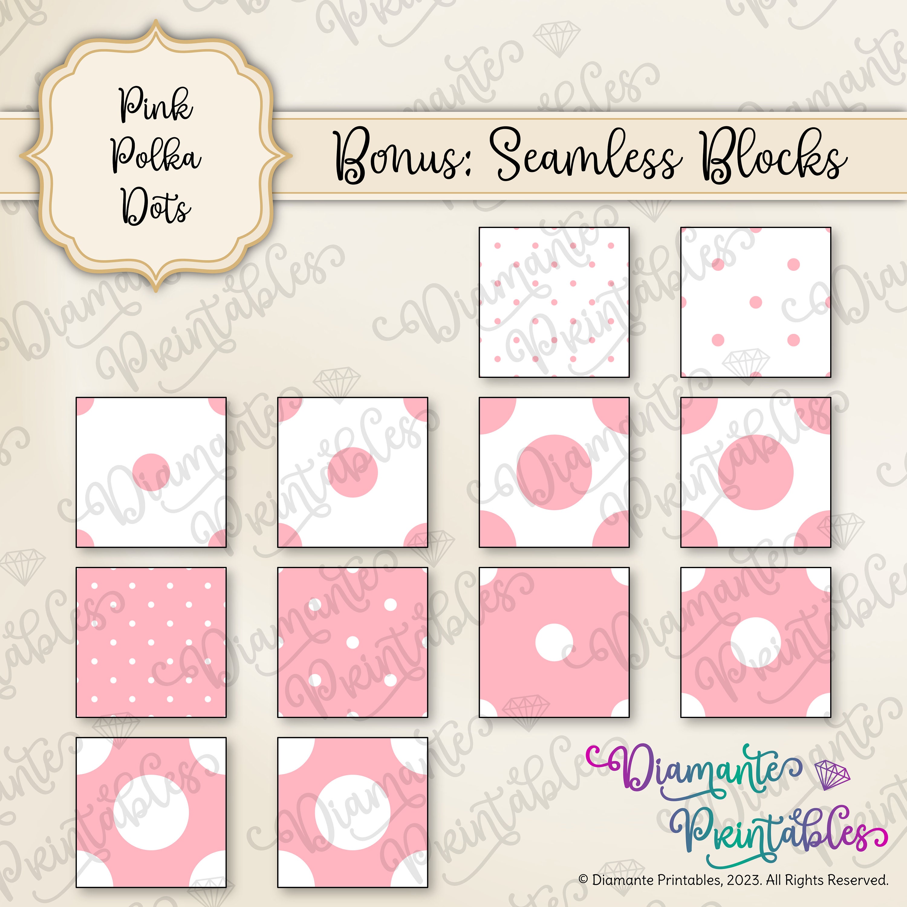 Pink and White Polka Dots Digital Paper Pack 12 Styles 4 - Etsy France