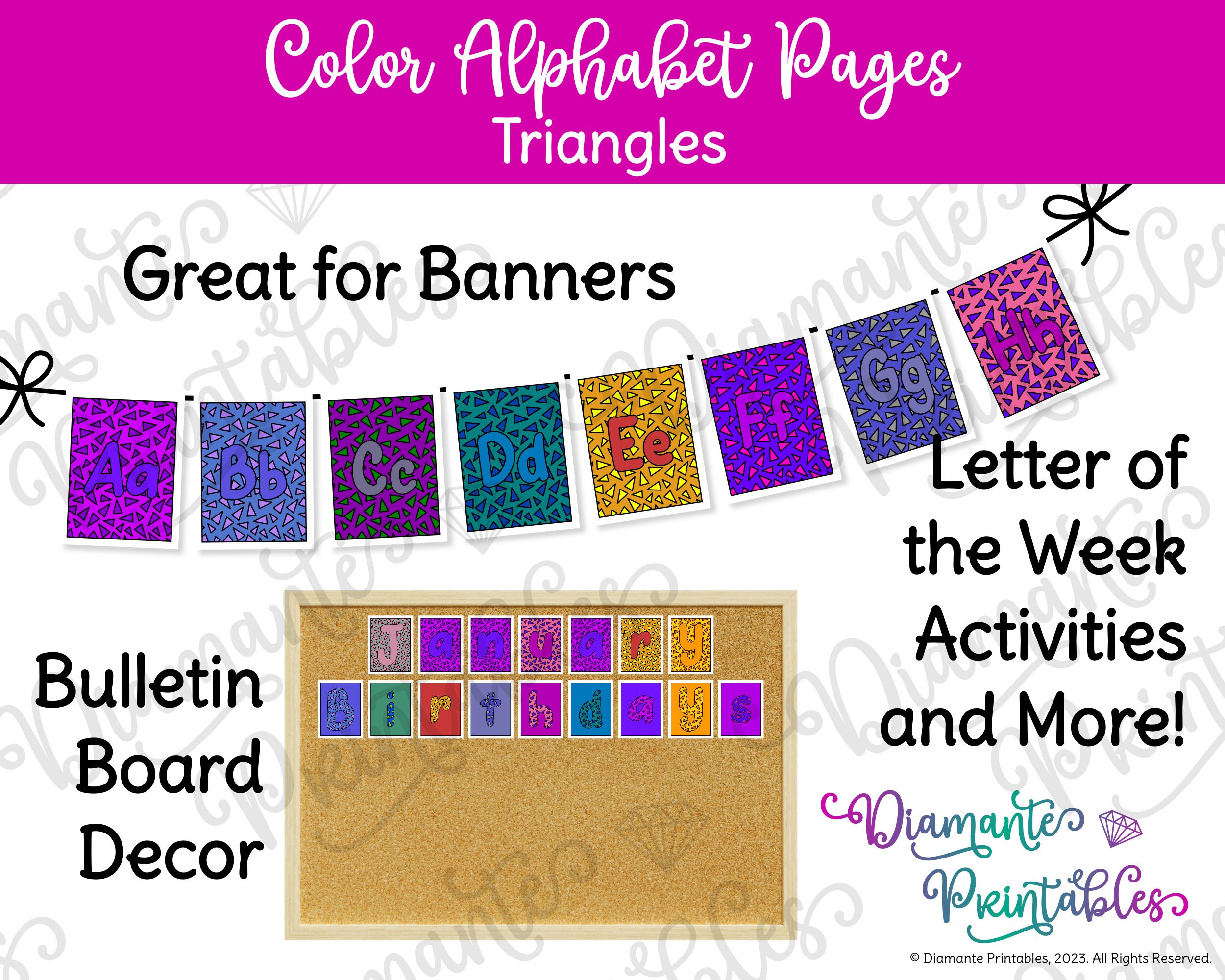 Printable Alphabet Poster Bundle | Triangles Bulletin Board Letters ...