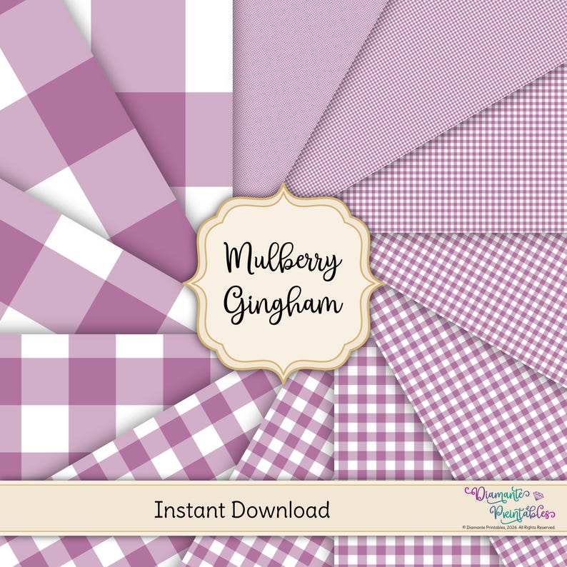 Mulberry Gingham Scrapbook Paper | Halloween Color Collection | 12 ...
