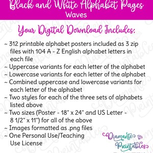 Printable Alphabet Poster Bundle | Waves Bulletin Board Letters | Black ...