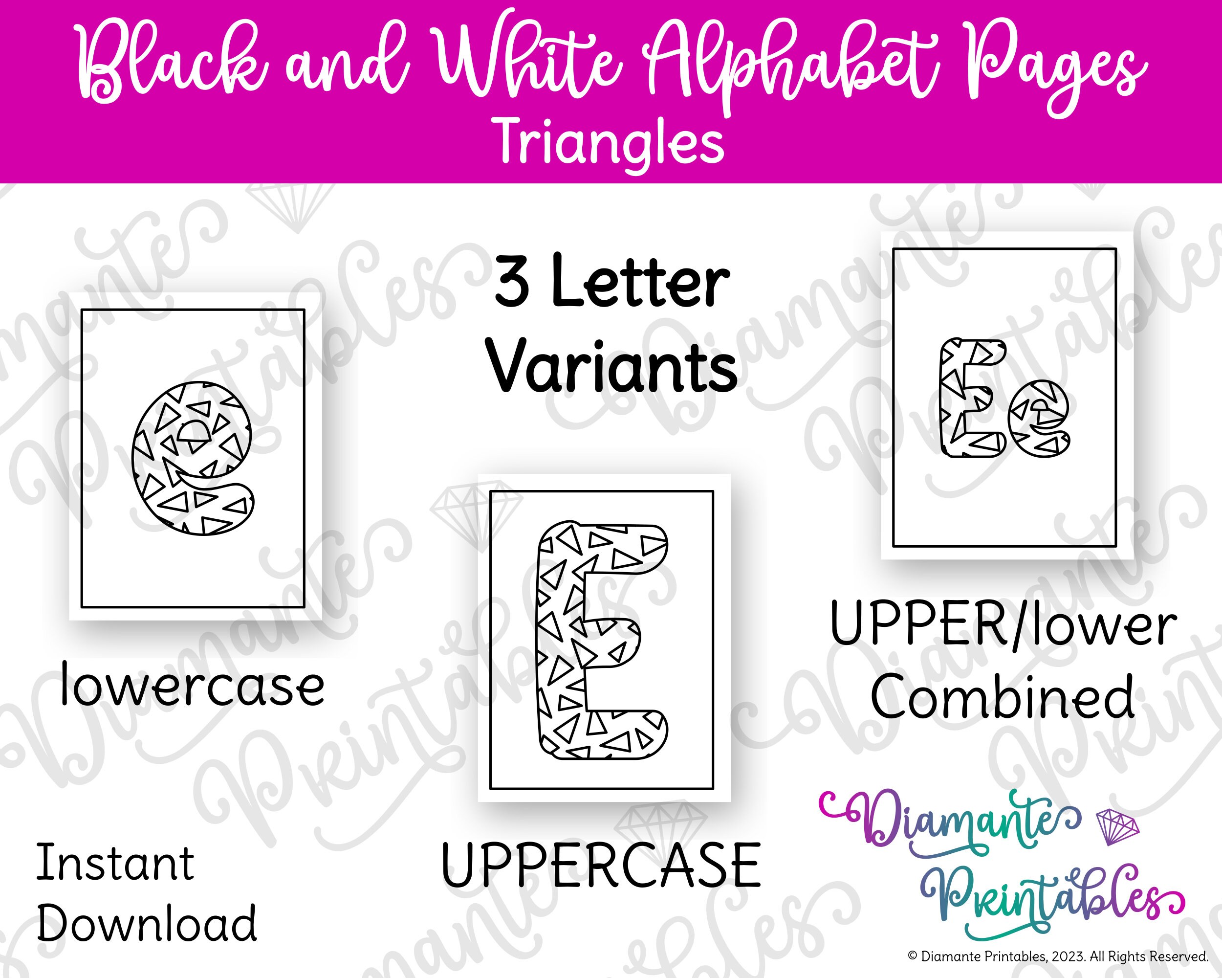 Printable Alphabet Poster Bundle Triangles Bulletin Board Letters Black ...