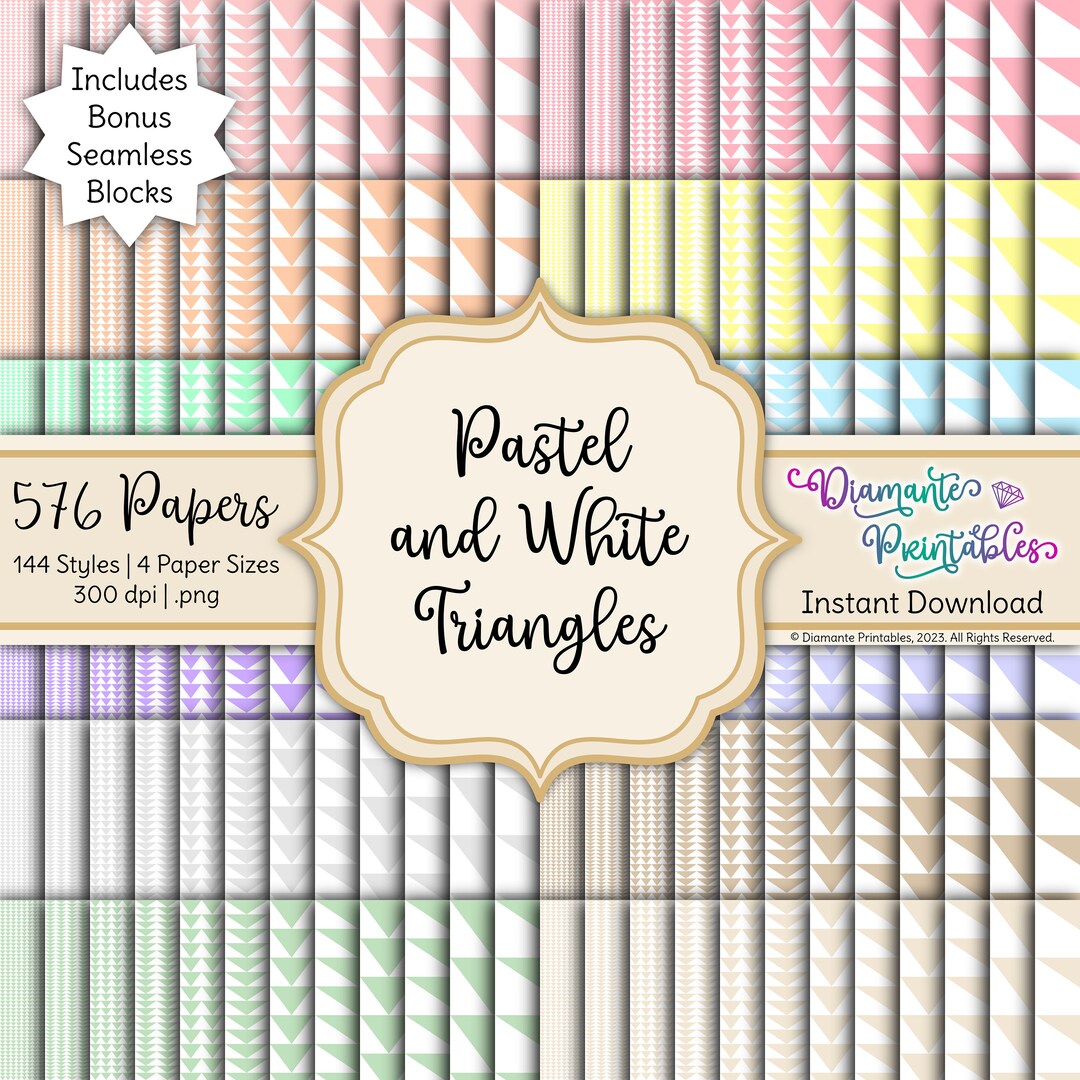 Triangles Digital Paper Pack | Pastel Colors | 12 Colors | 144 Styles ...