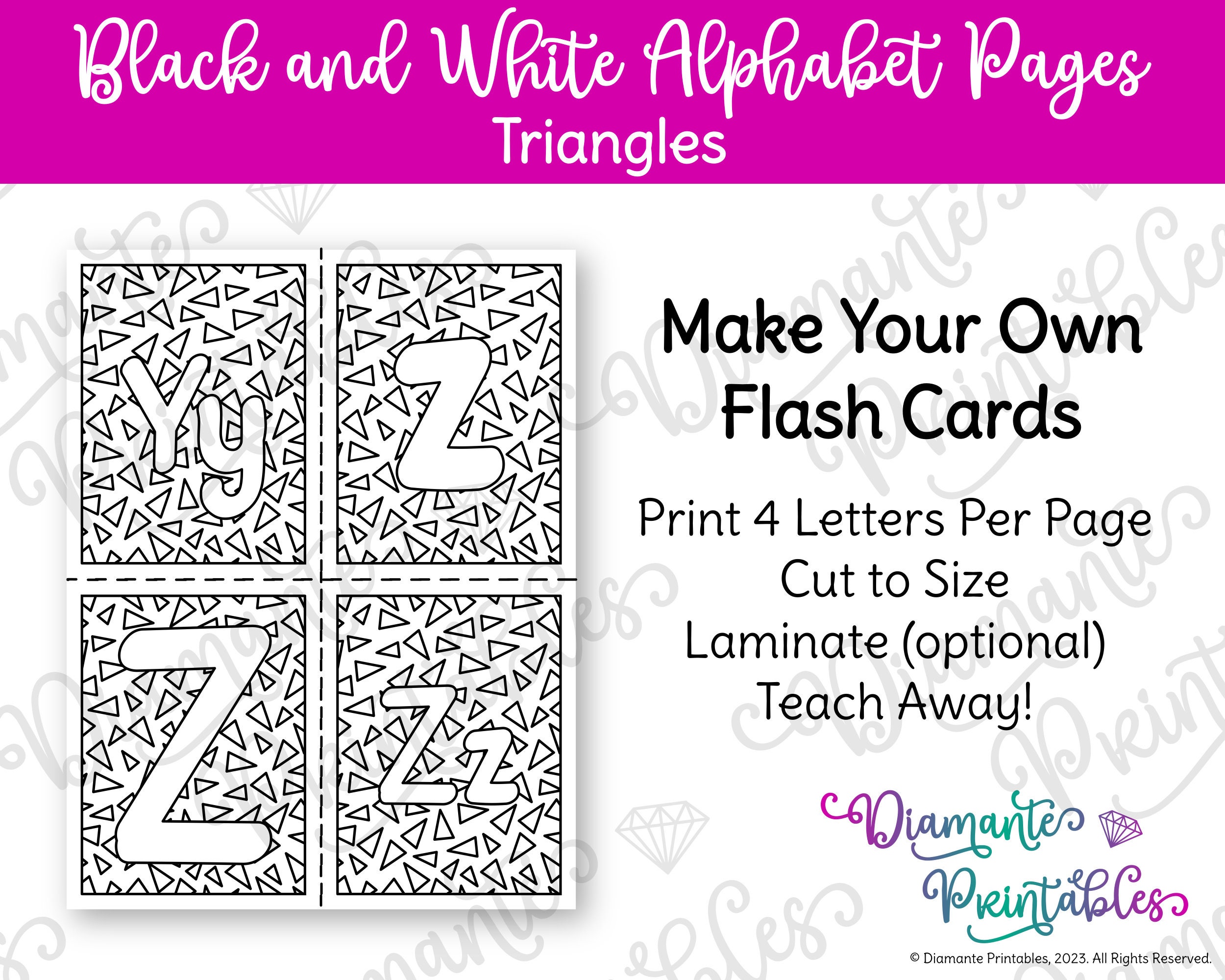 Printable Alphabet Poster Bundle Triangles Bulletin Board Letters Black ...